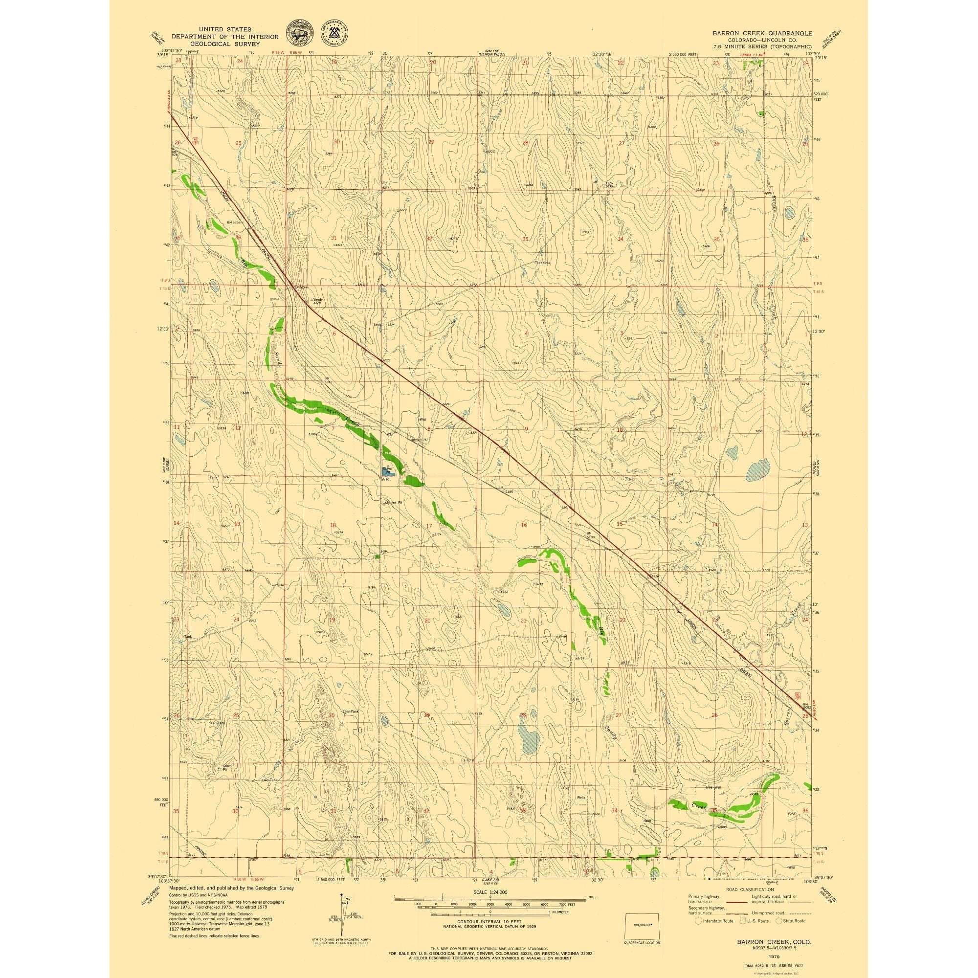 Topographical Map - Barron Creek Colorado Quad - USGS 1979- 23 x 29.66 ...