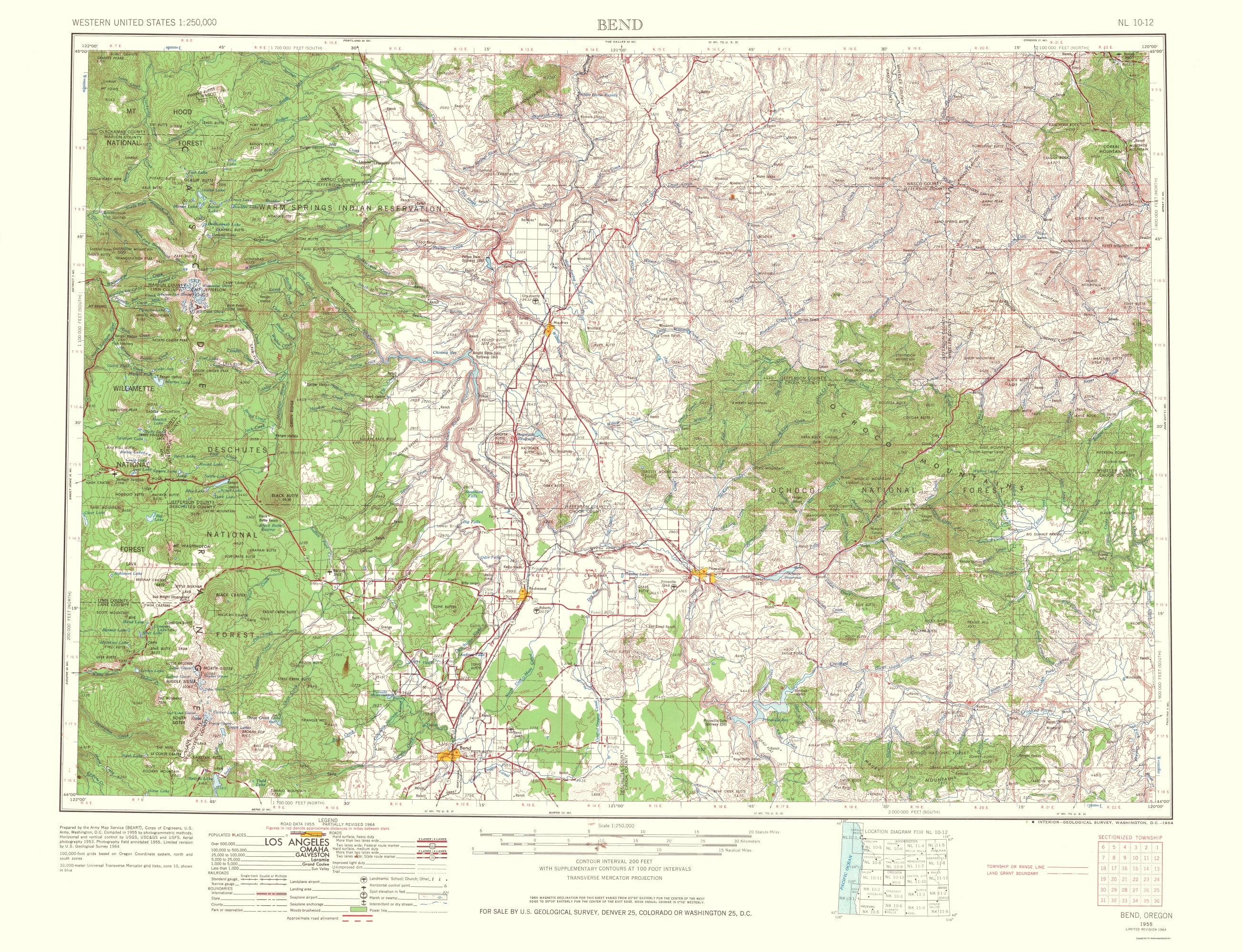 Topographical Map - Bend Oregon Quad - USGS 1964 - 23 x 30.02 - Vintage ...