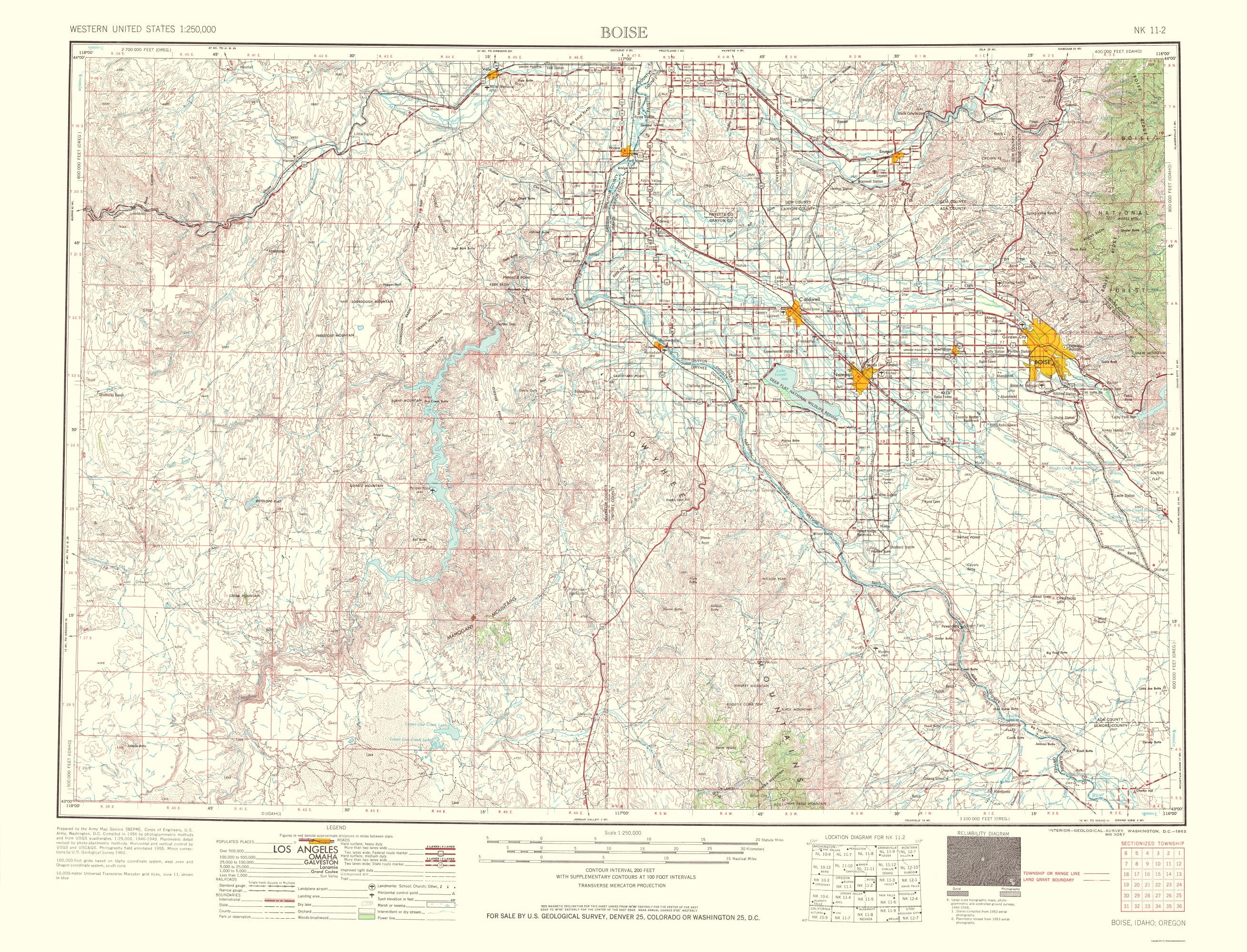 Topographical Map - Boise Idaho Oregon Quad - USGS 1962 - 23 x 30.12 ...