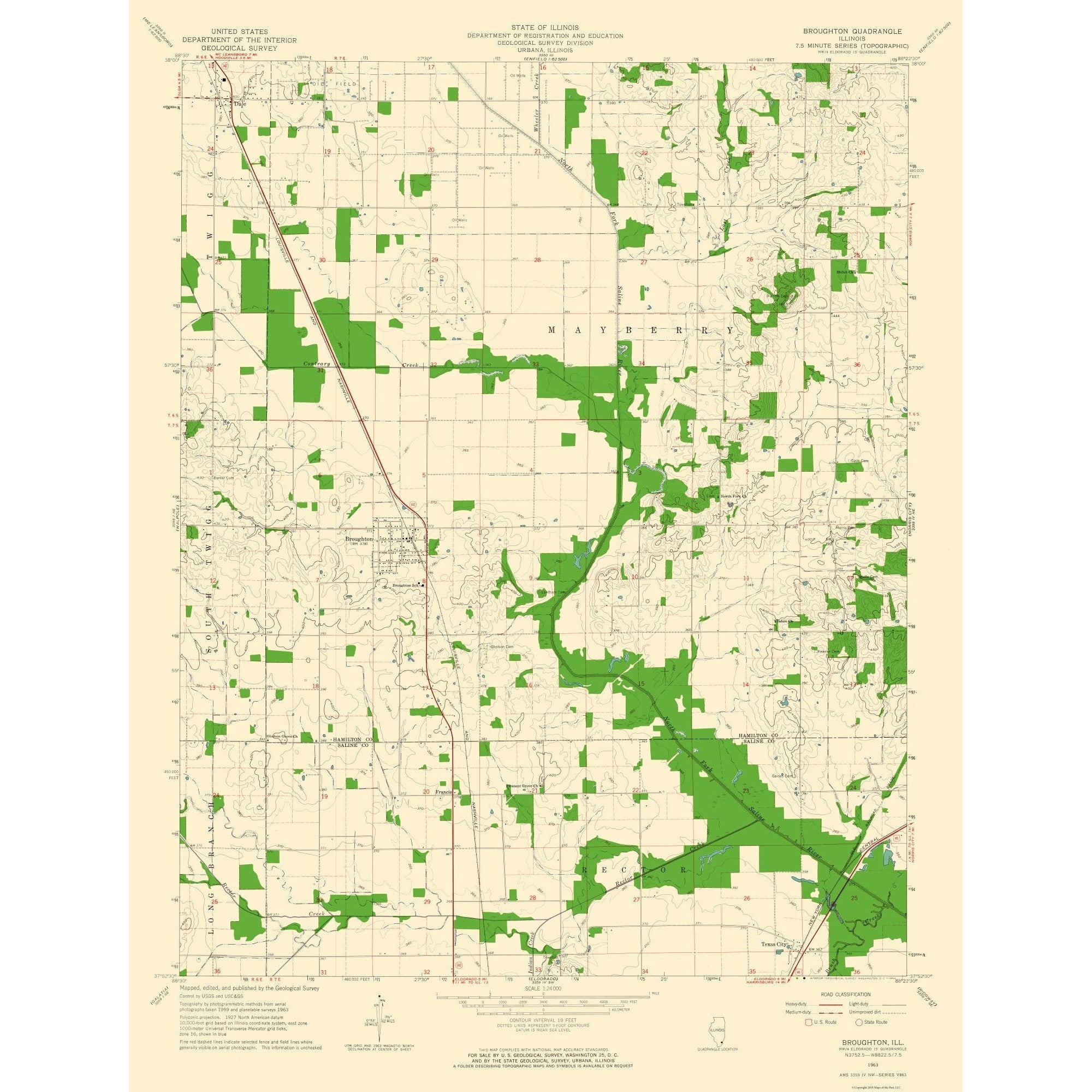 Topographical Map - Broughton Illinois Quad - USGS 1963 - 23 x 30.12 ...