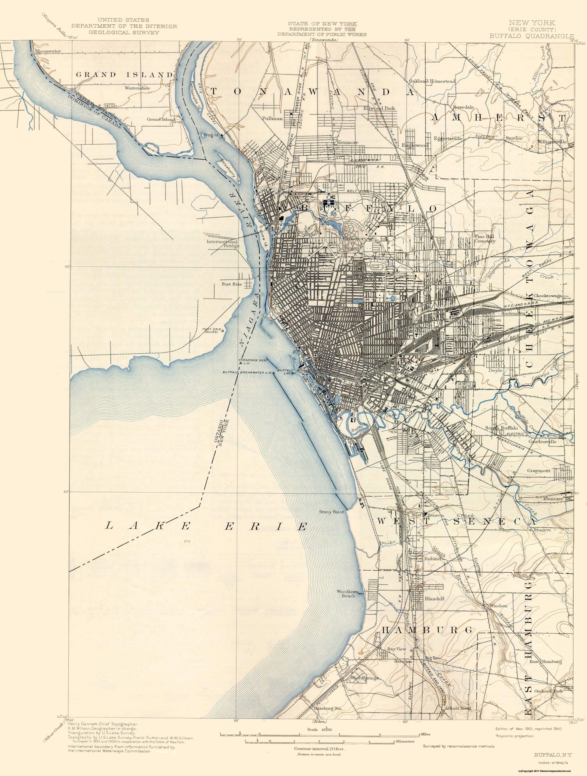 Topographical Map - Buffalo New York Quad - USGS 1901 - 23 x 30.41 ...