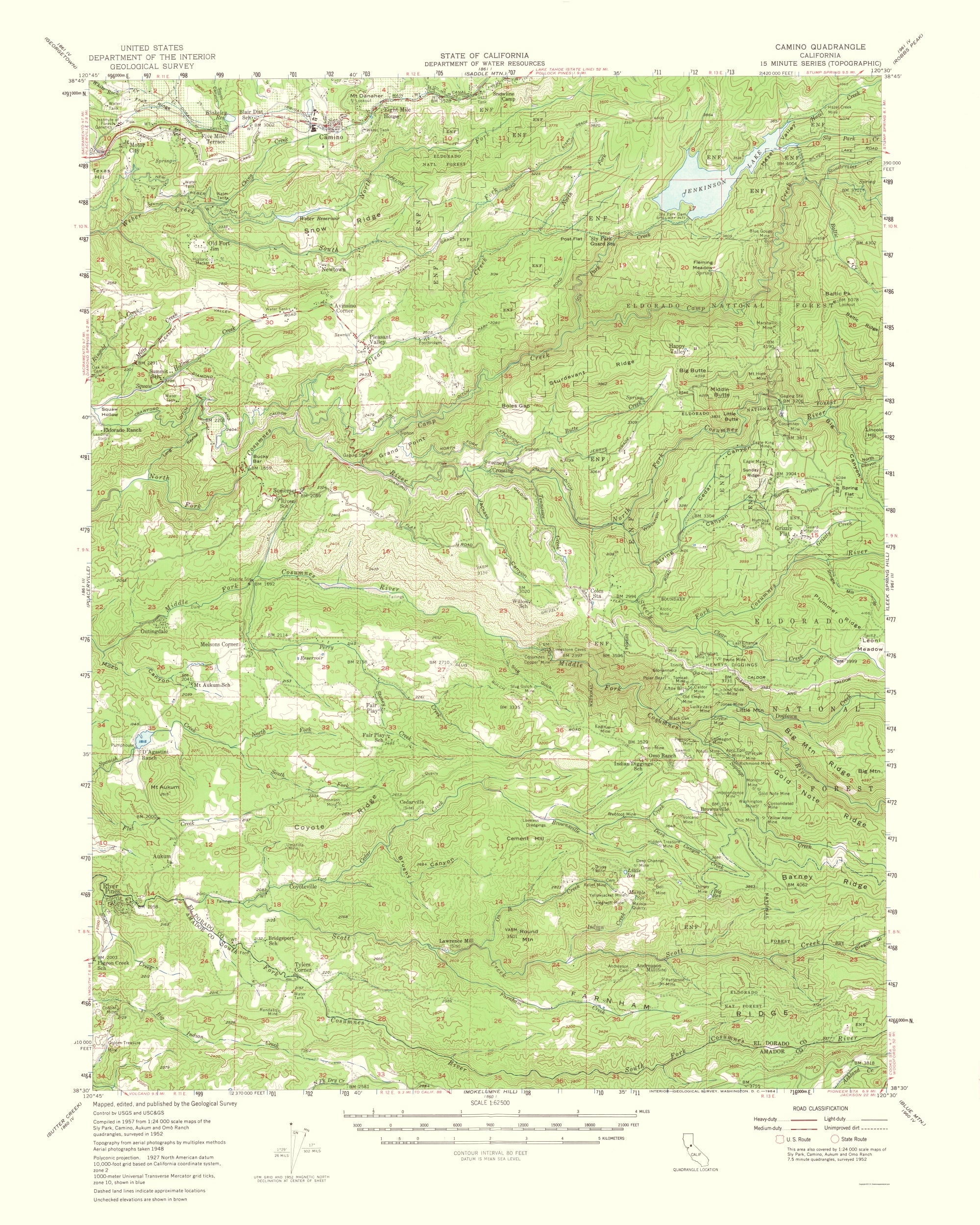Topographical Map - Camino California Quad - USGS 1964 - 23 x 28.75 ...