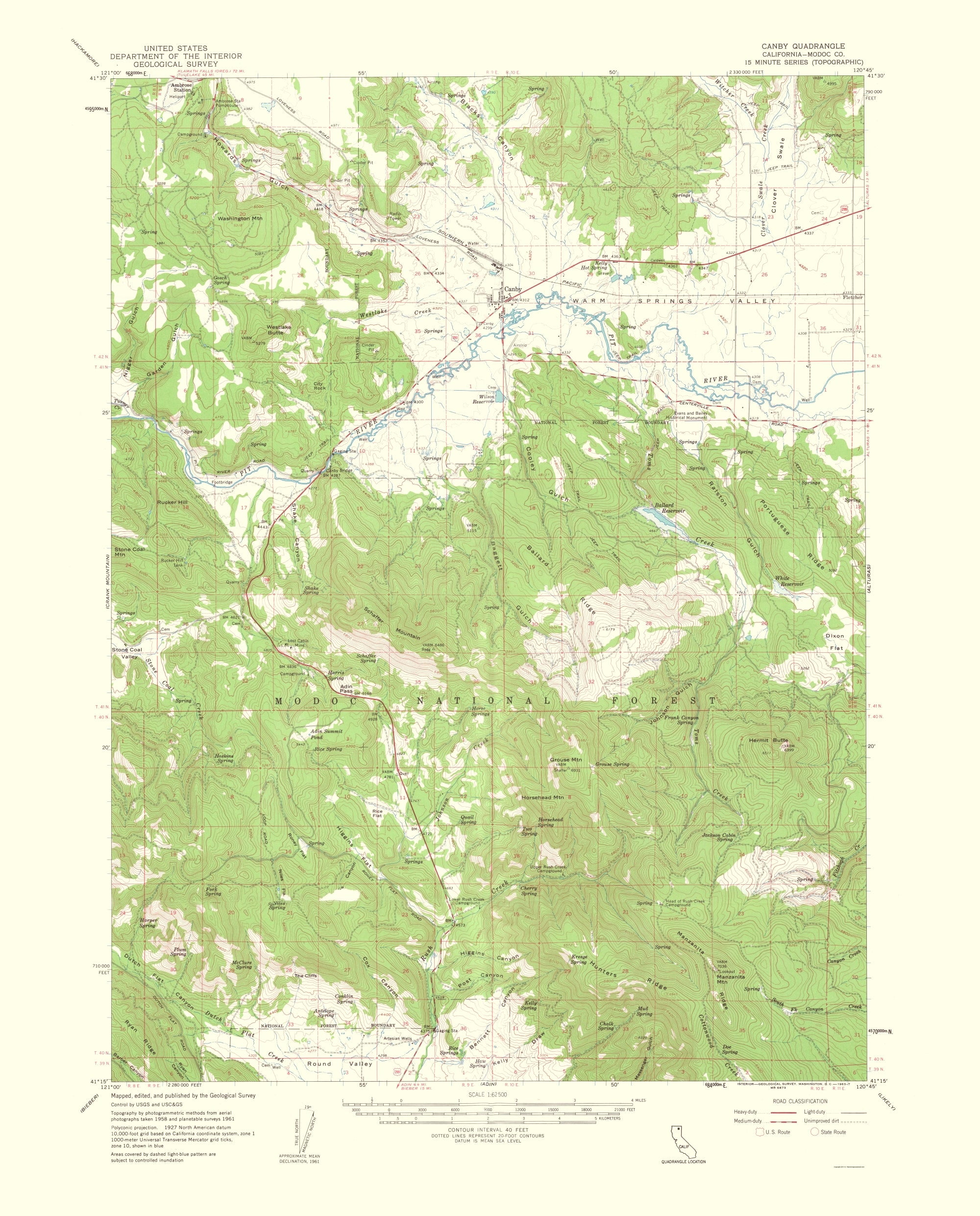 Topographical Map - Canby California Quad - USGS 1963 - 23 x 28.53 ...