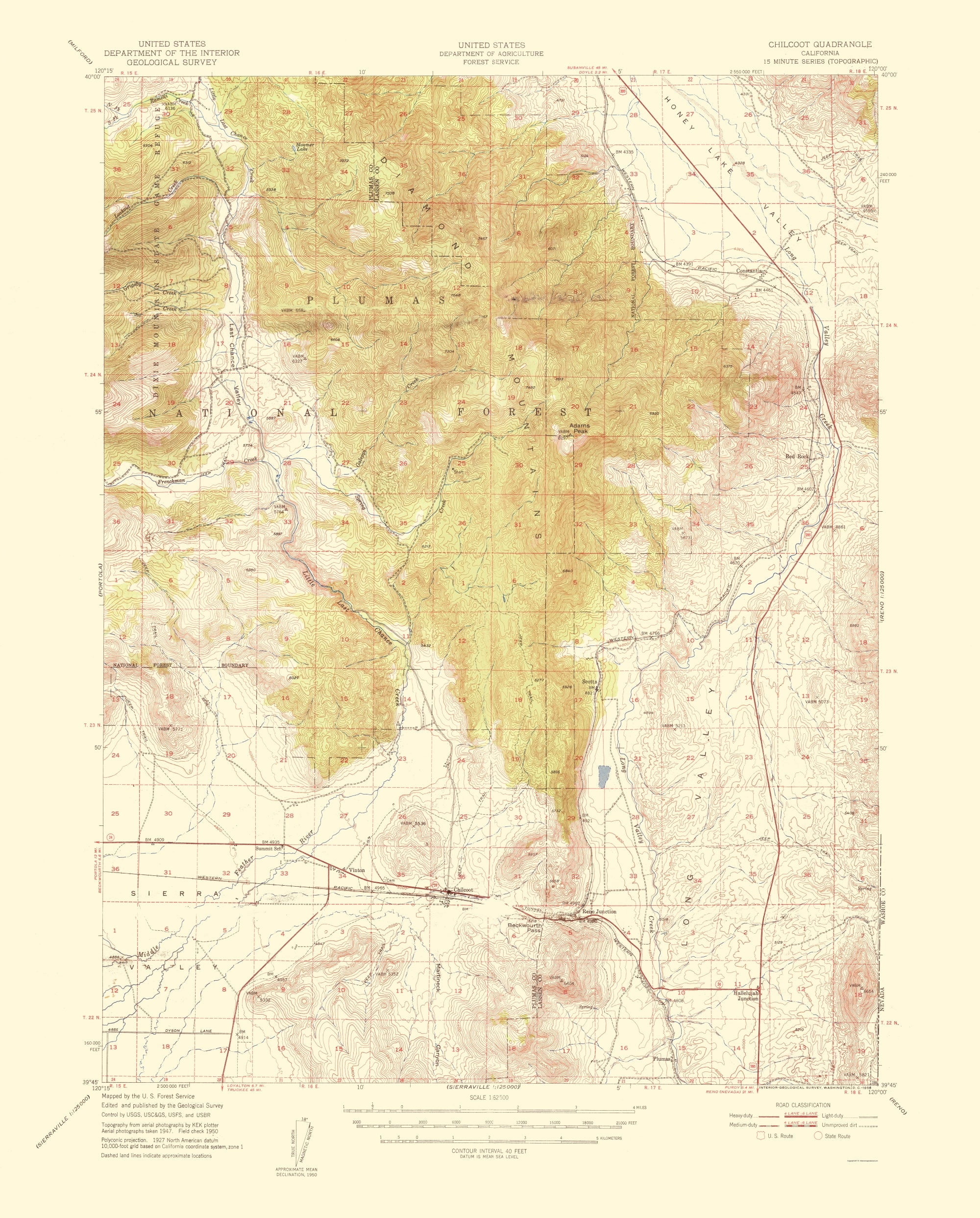 Topographical Map - Chilcoot California Quad - USGS 1956 - 23 x 28.58 ...