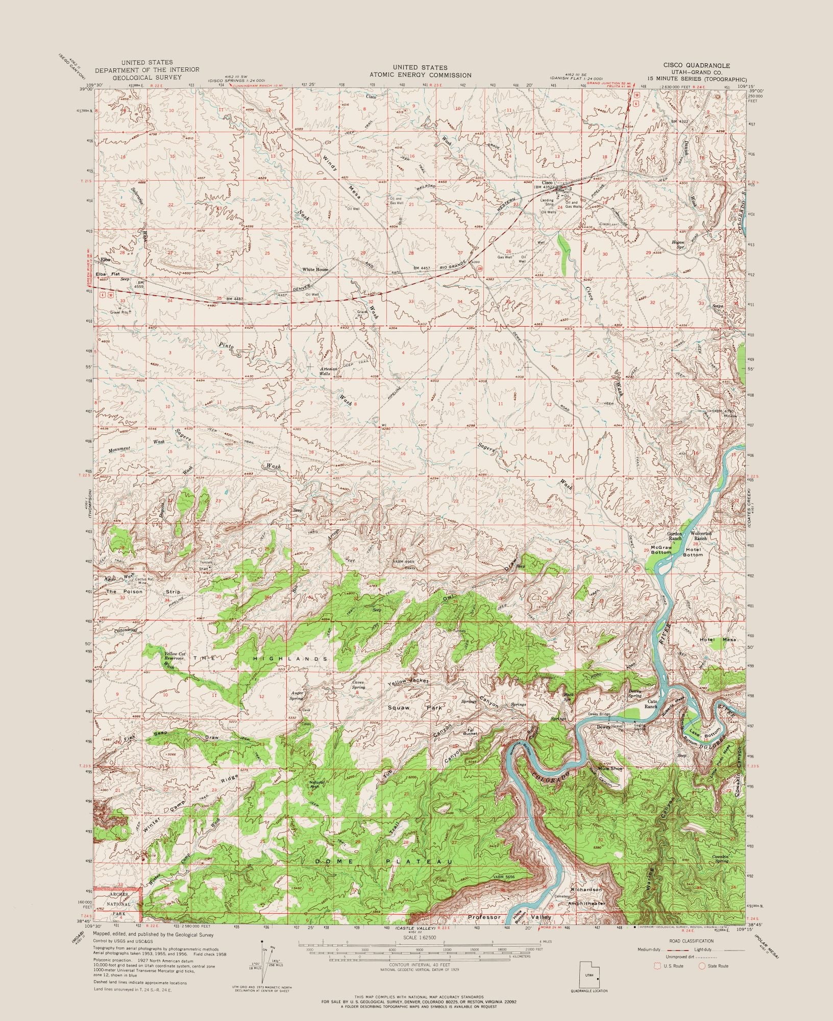 Topographical Map - Cisco Utah Quad - USGS 1958 - 23 x 28.19 - Vintage ...