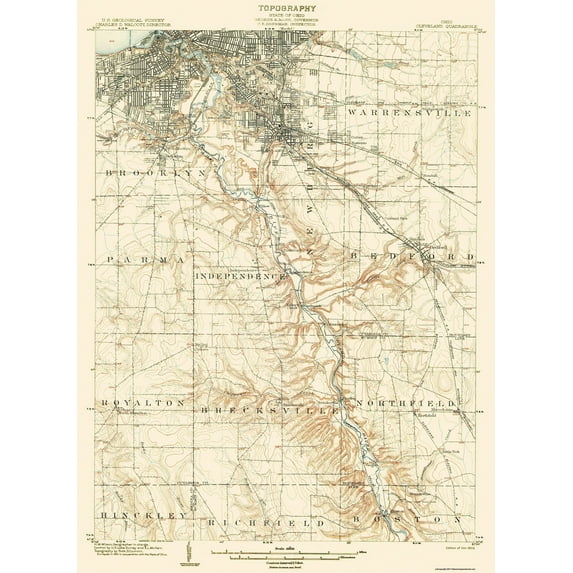 Topographical Map - Cleveland Ohio Quad - USGS 1903 - 23 x 31.48 ...