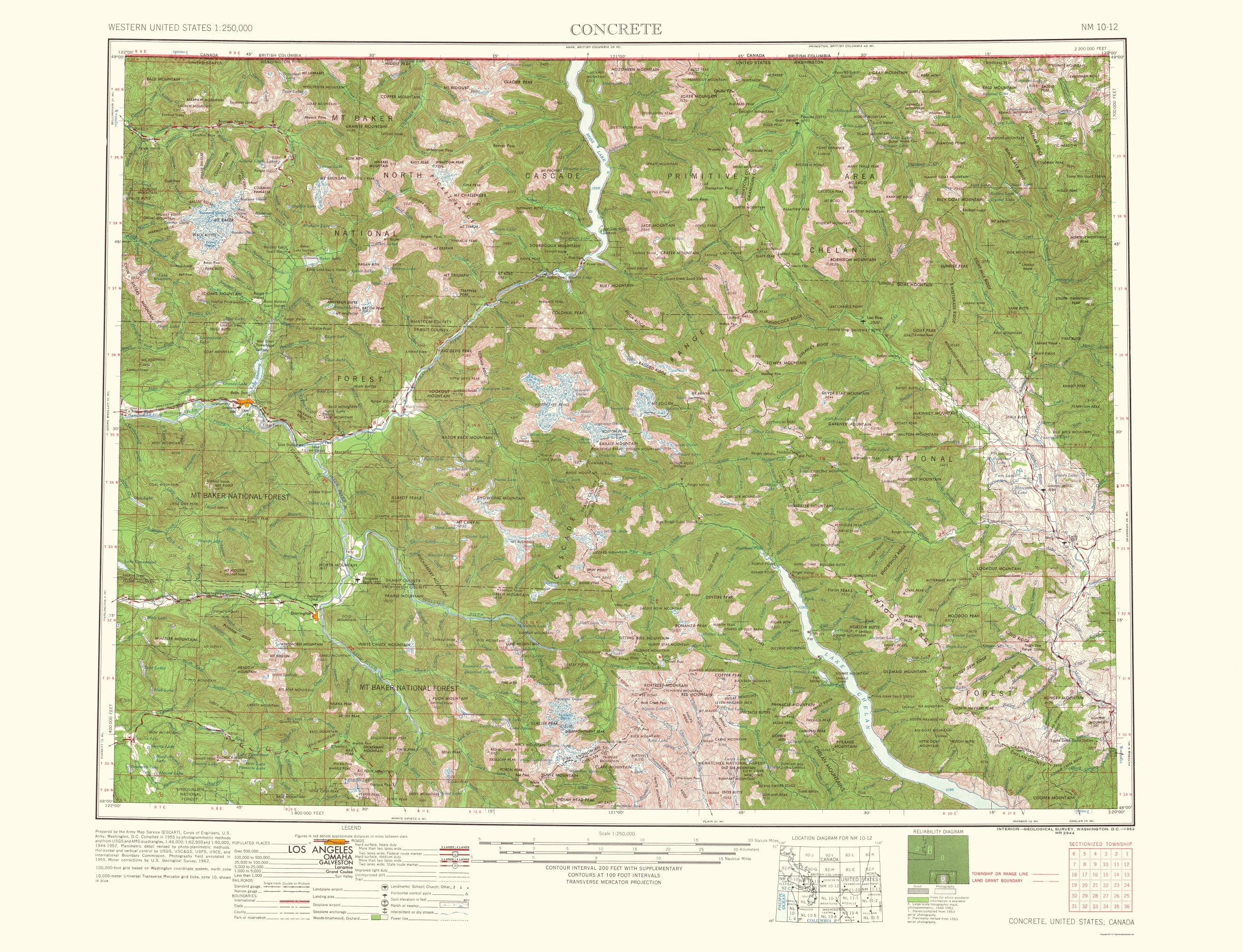 Topographical Map - Concrete Washington Quad - USGS 1962 - 23 x 30.04 ...