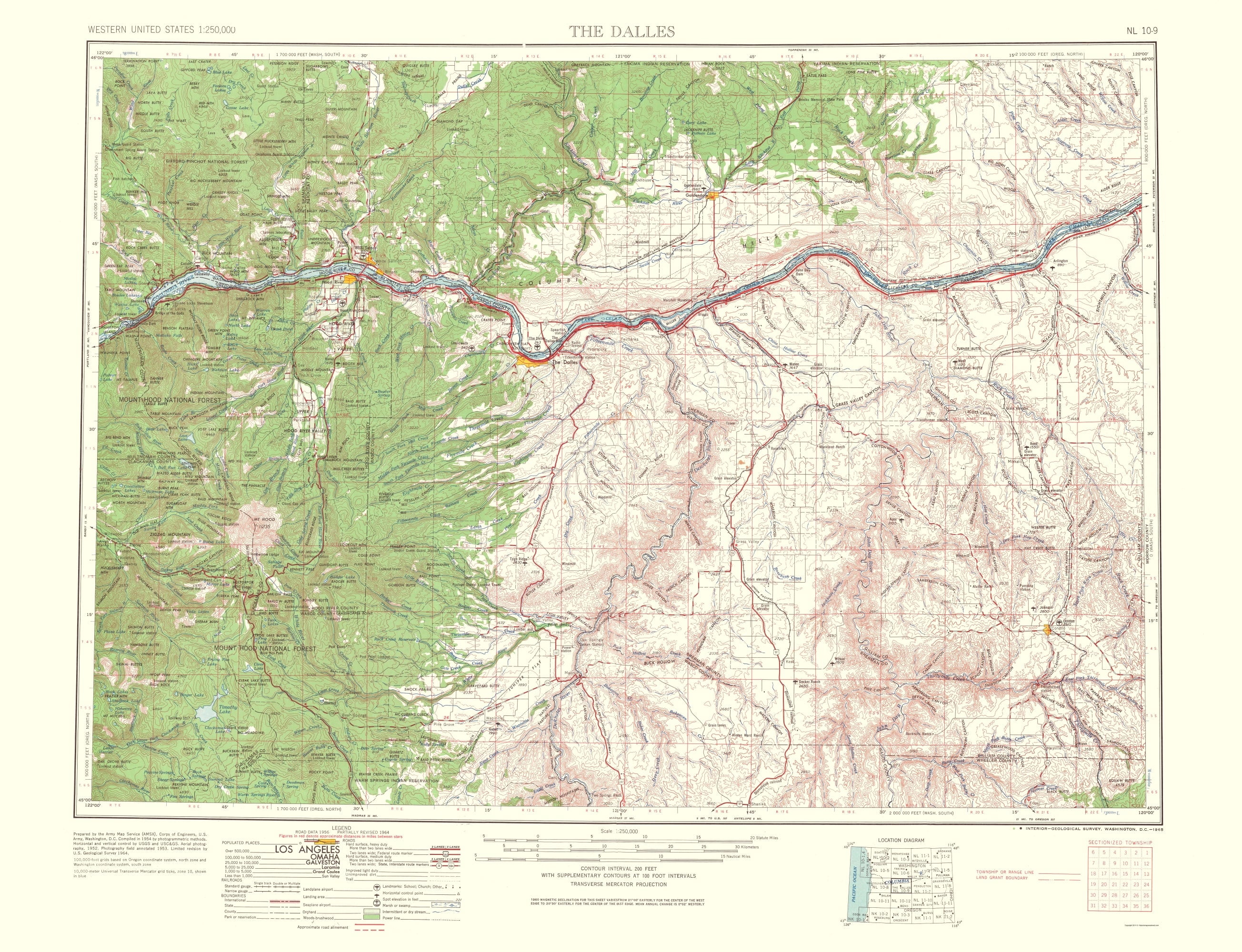 Topographical Map - Dalles Oregon Quad - USGS 1965 - 23 x 30.00 ...