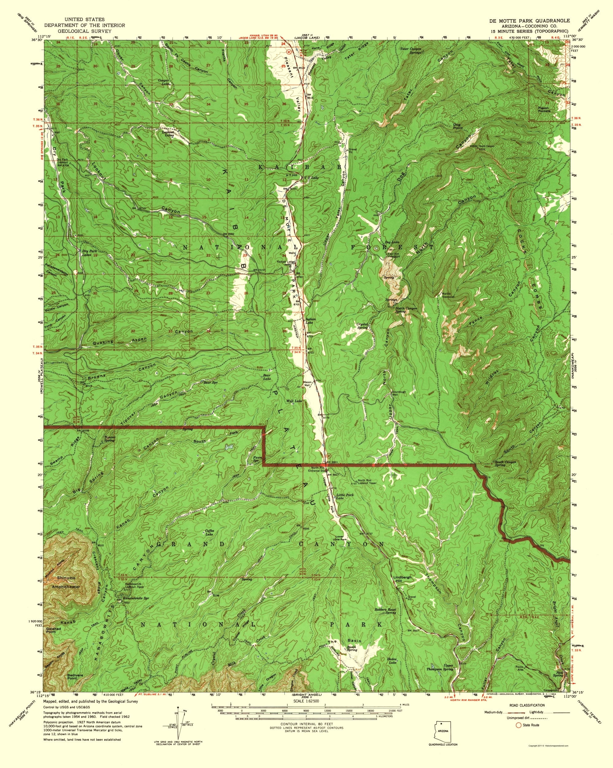 Topographical Map - De Motte Park Arizona Quad - USGS 1964 - 23 x 28.82 ...