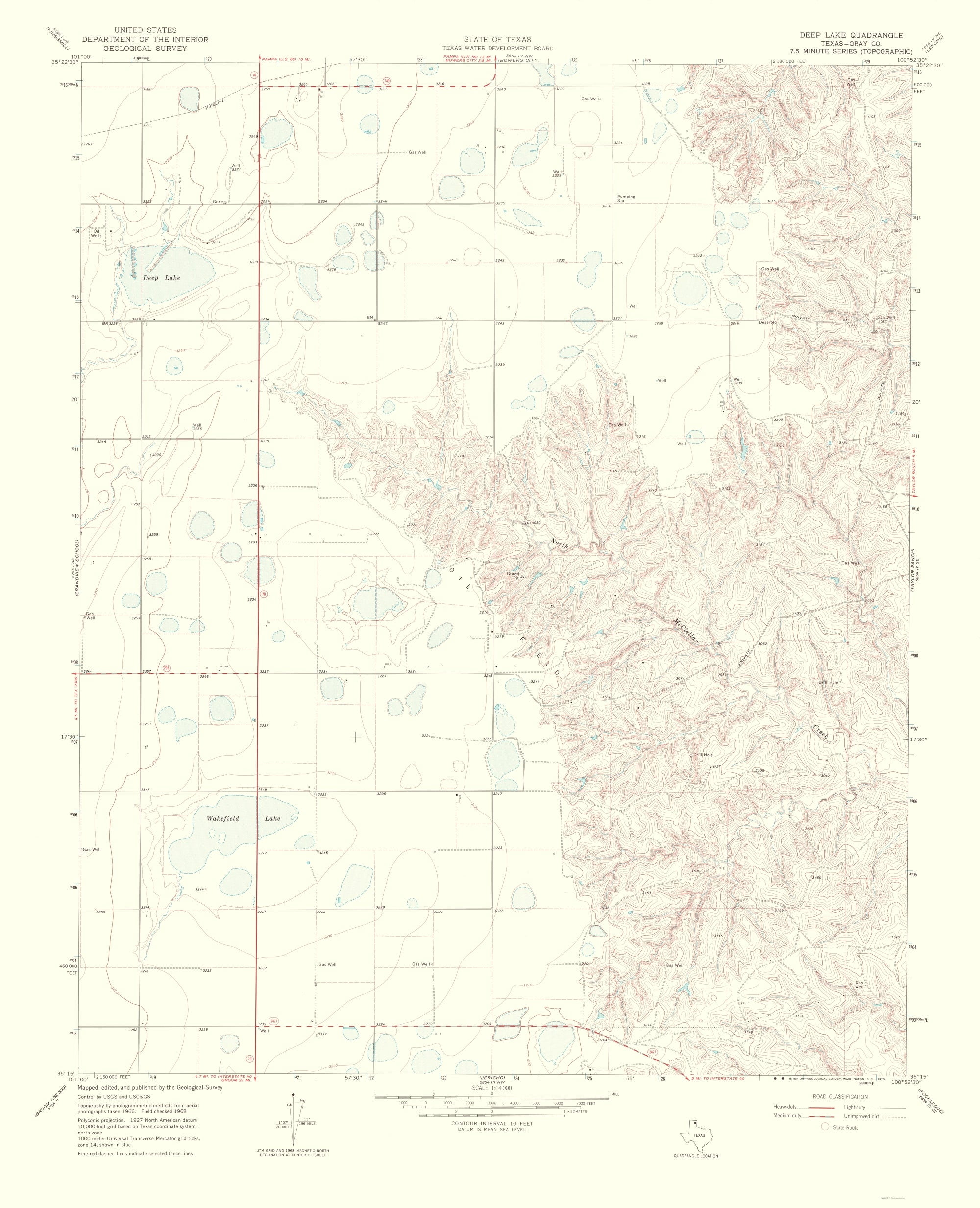 Topographical Map - Deep Lake Texas Quad - USGS 1970 - 23 x 28.35 ...