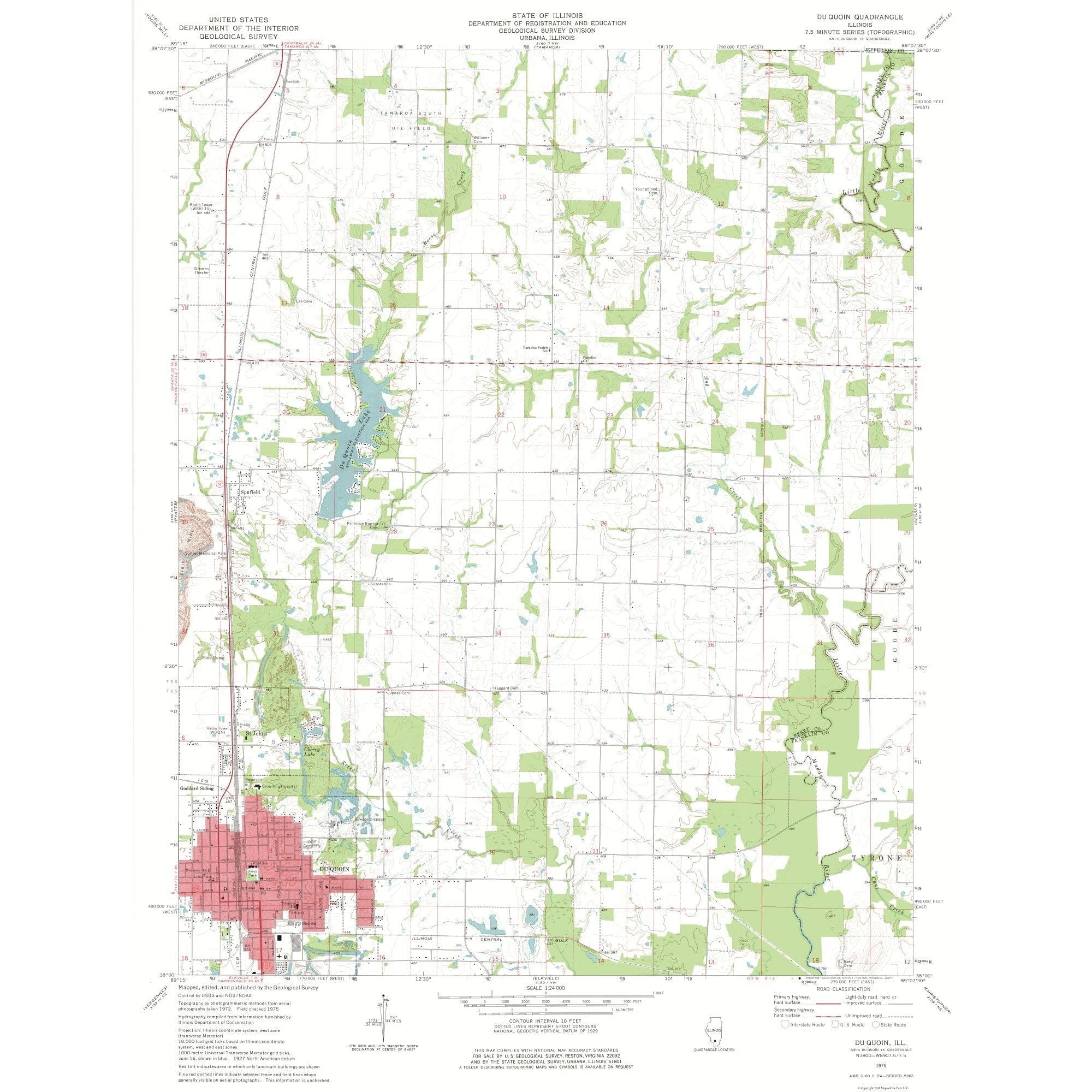 Topographical Map - Du Quion Illinois Quad - USGS 1975 - 23 x 30.30 ...