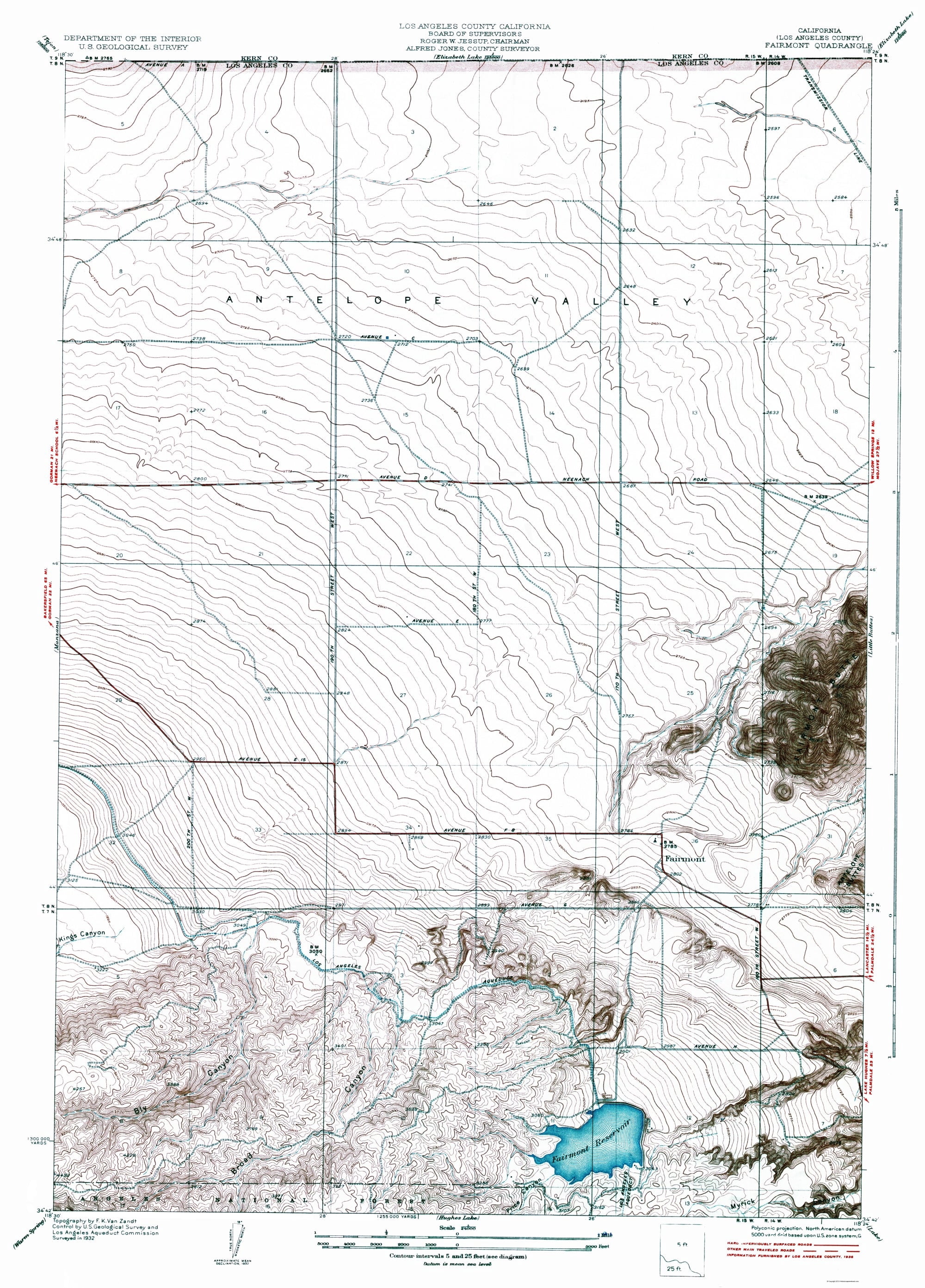 Topographical Map - Fairmont California Quad - USGS 1937 - Vintage Wall ...
