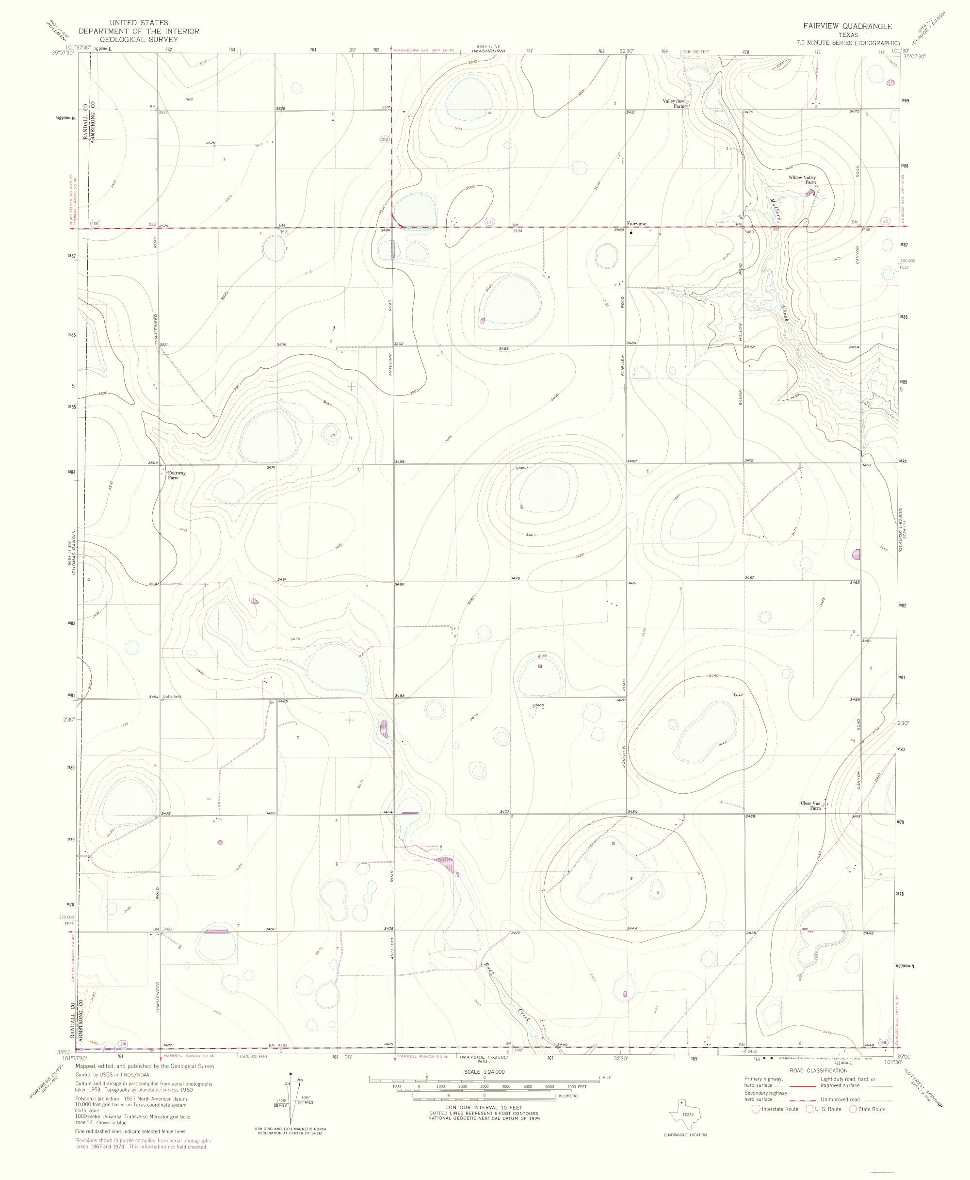 Topographical Map - Fairview Texas Quad - USGS 1975 - 23 x 27.97 ...