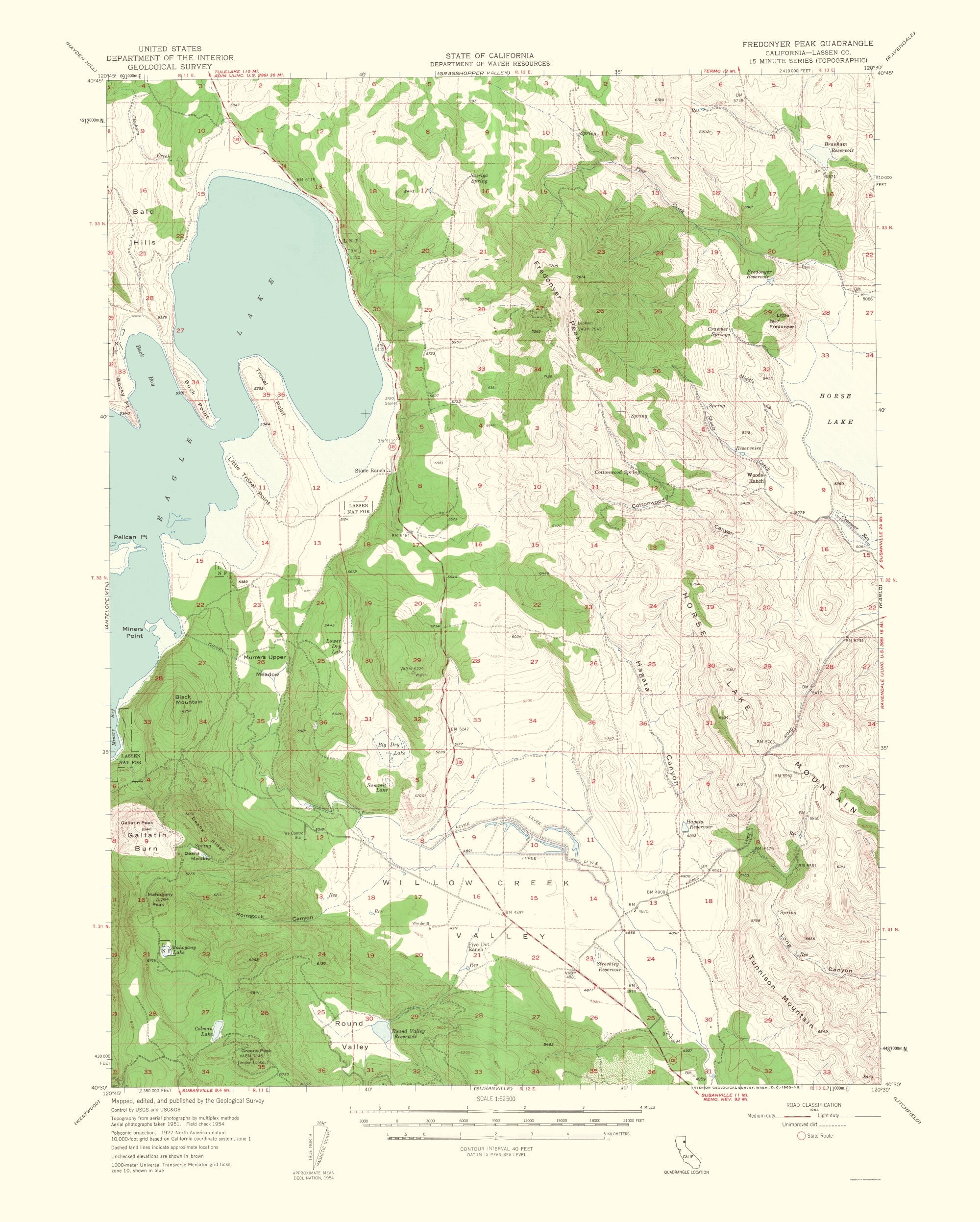 Topographical Map - Fredonyer Peak California Quad - USGS 1963 - 23 x ...