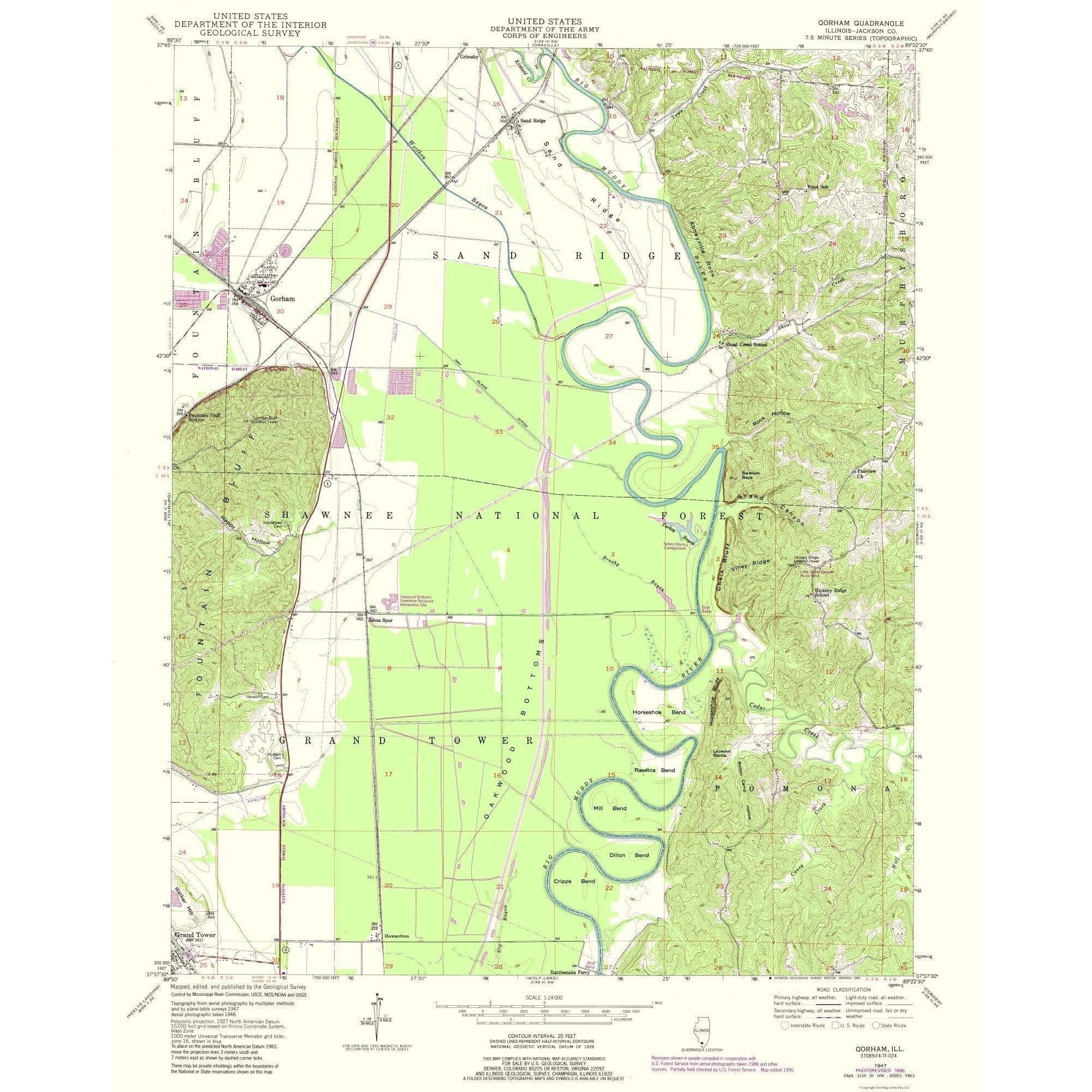 Topographical Map - Gorham Illinois Quad - USGS 1947 - 23 x 28.96 ...