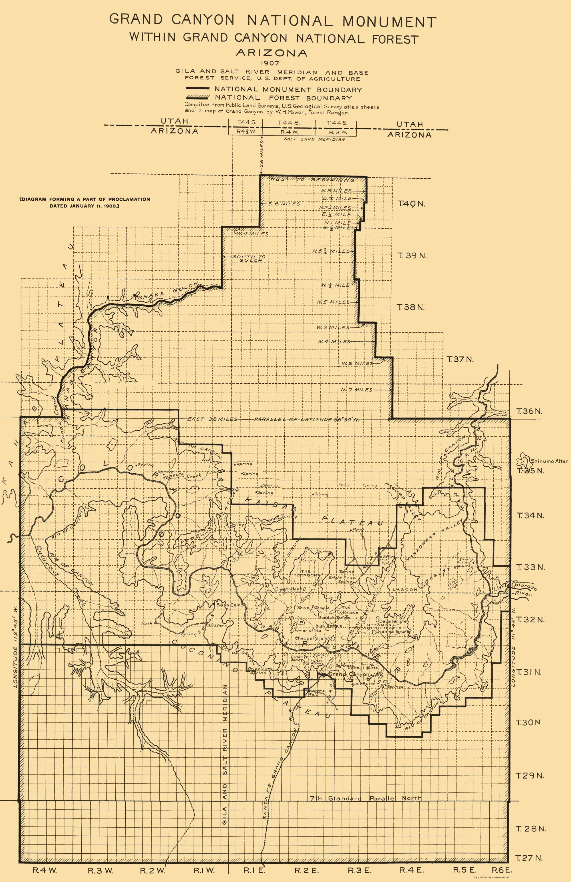 Topographical Map - Grand Canyon National Monument Arizona Sheet - USGS ...