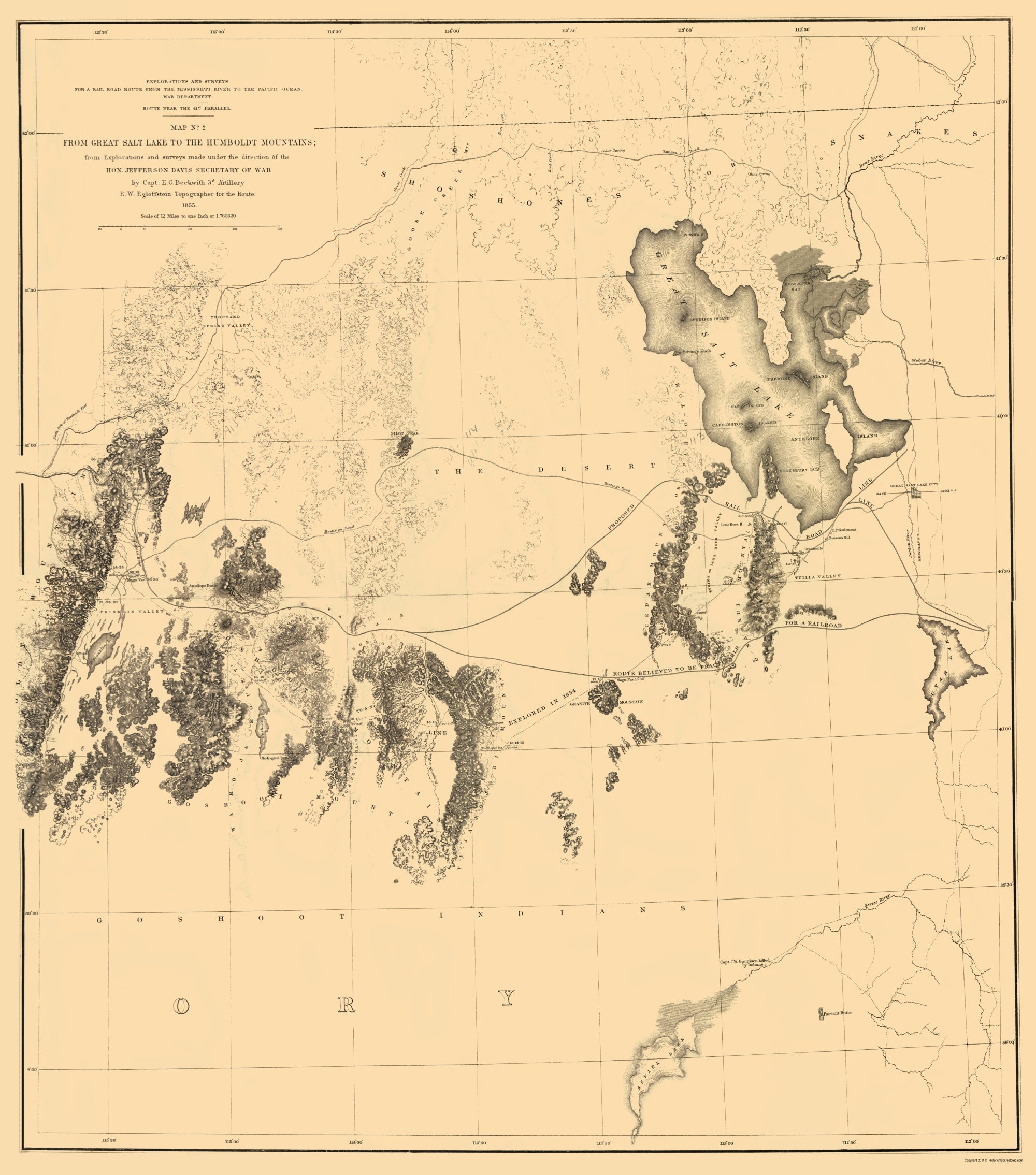 Topographical Map - Great Salt Lake Humboldt Range Utah Nevada - US War ...