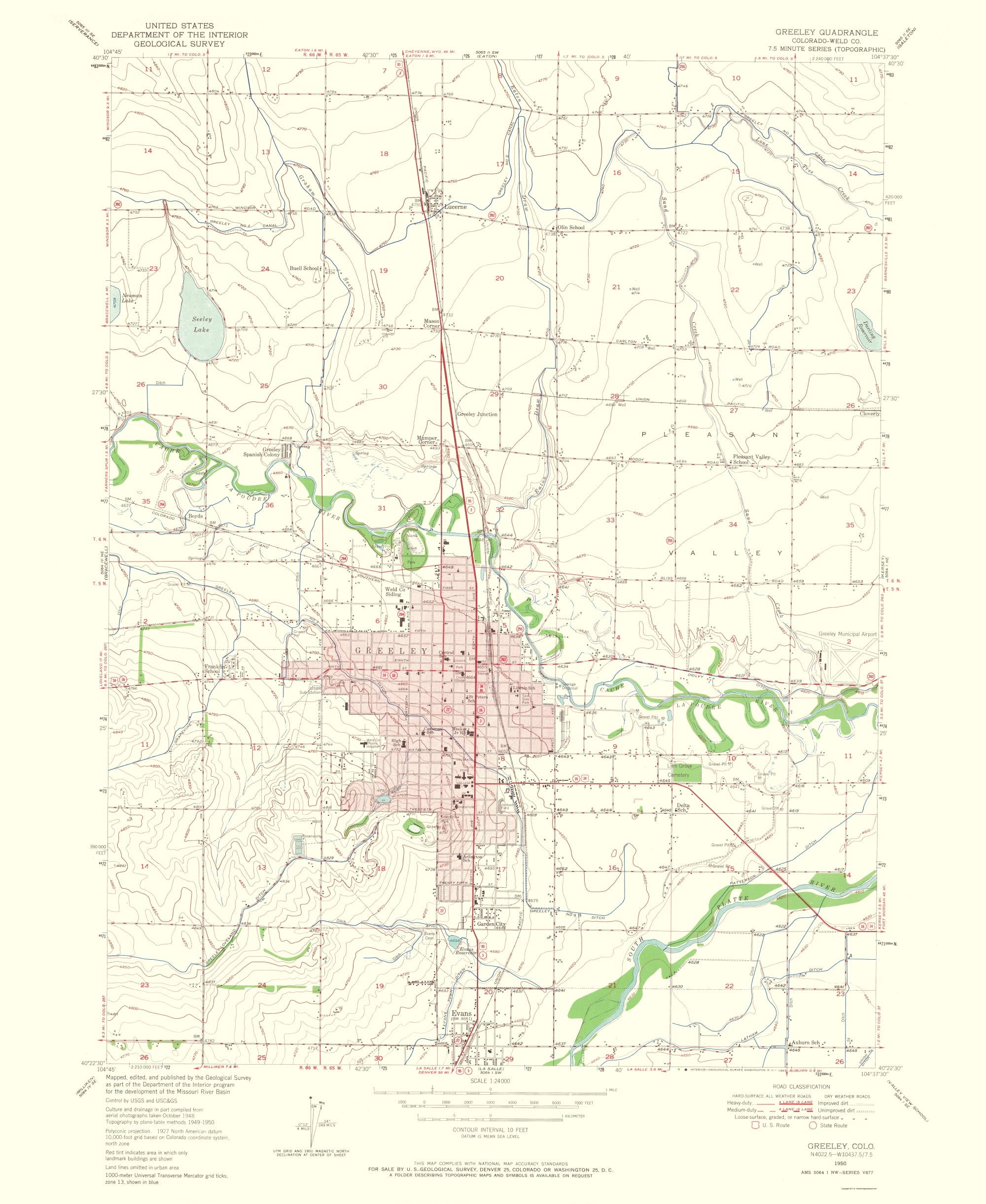 Topographical Map - Greeley Colorado Quad - USGS 1965 - 23 x 28.11 ...