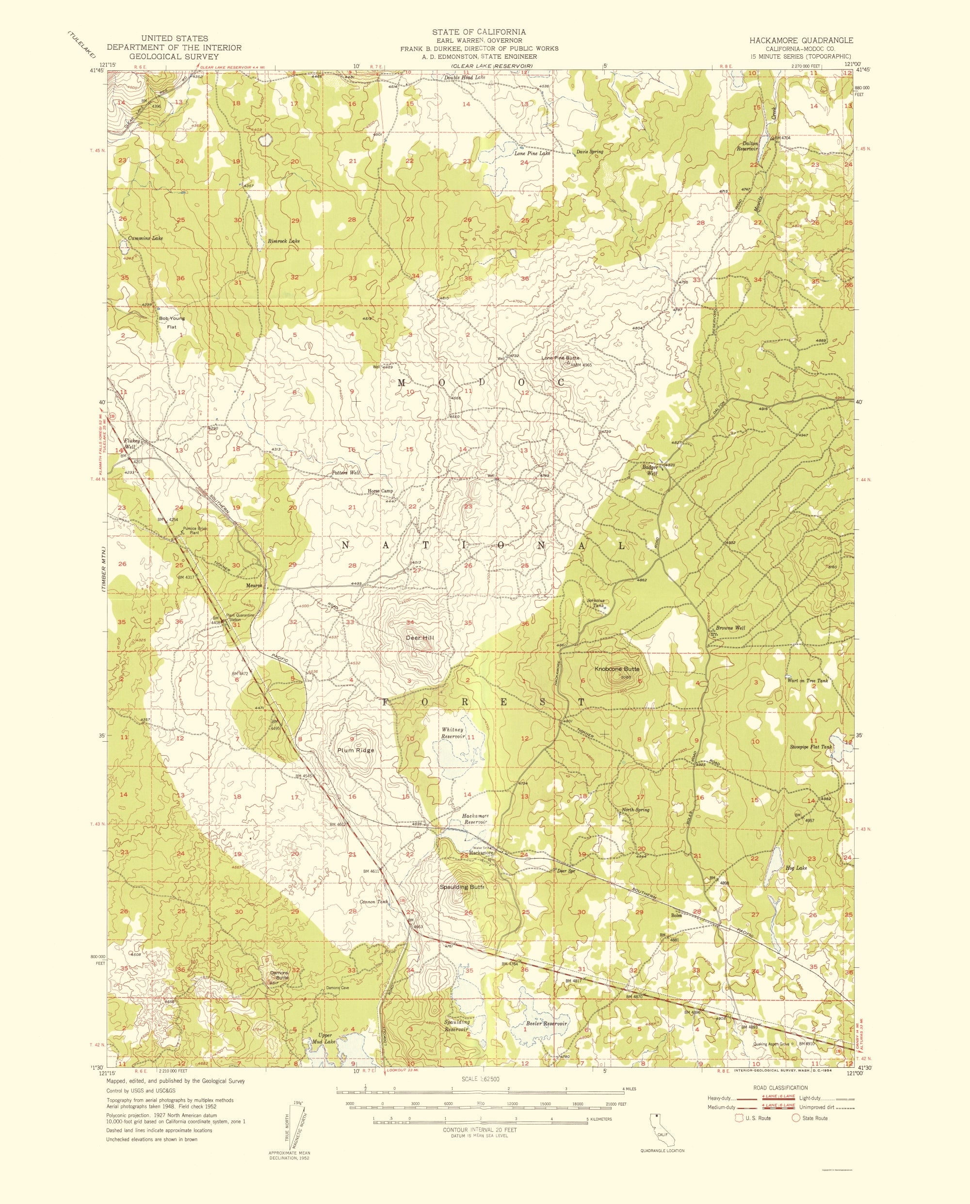 Topographical Map - Hackamore California Quad - USGS 1954 - 23 x 28.54 ...