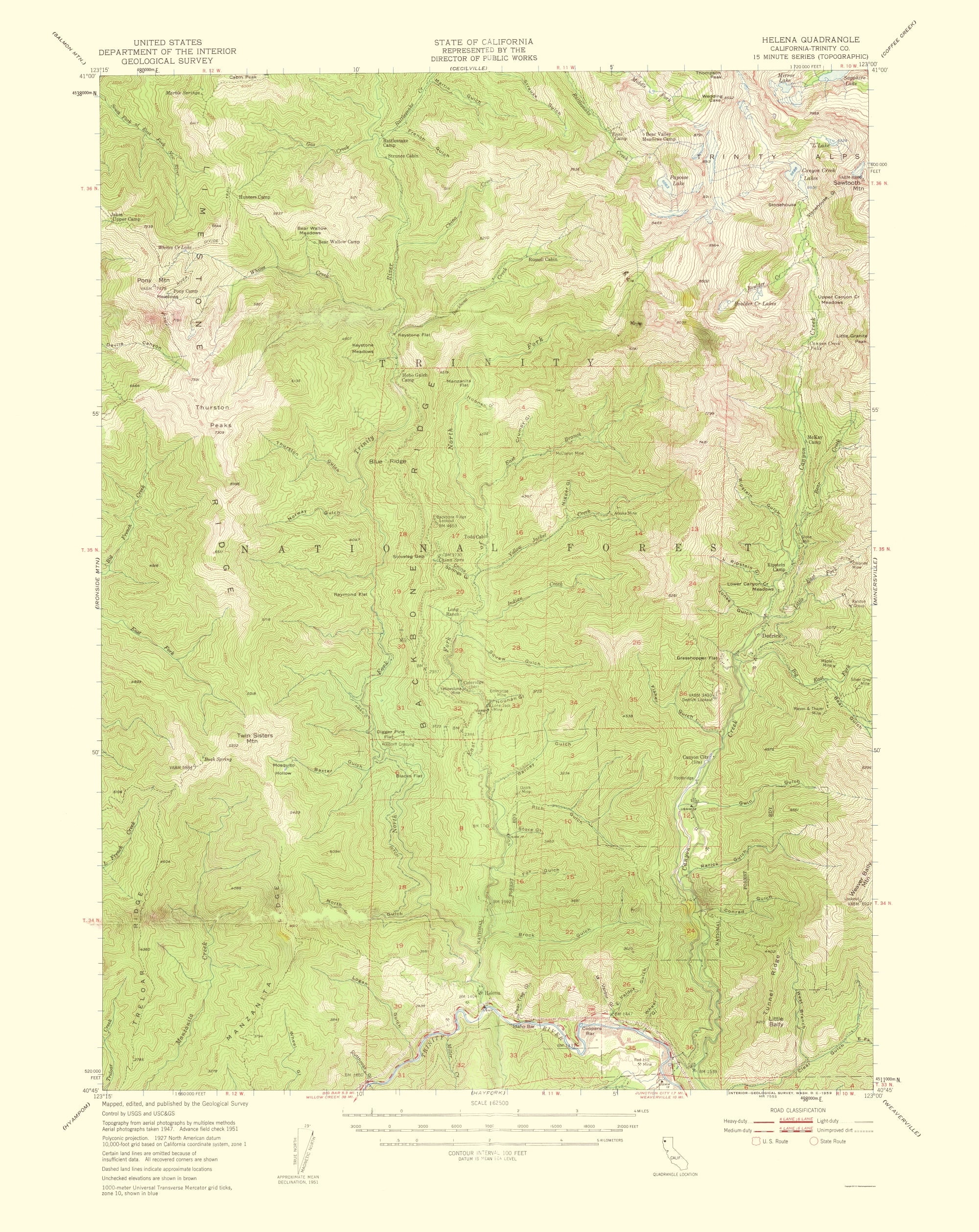 Topographical Map - Helena California Quad - USGS 1959 - 23 x 28.93 ...