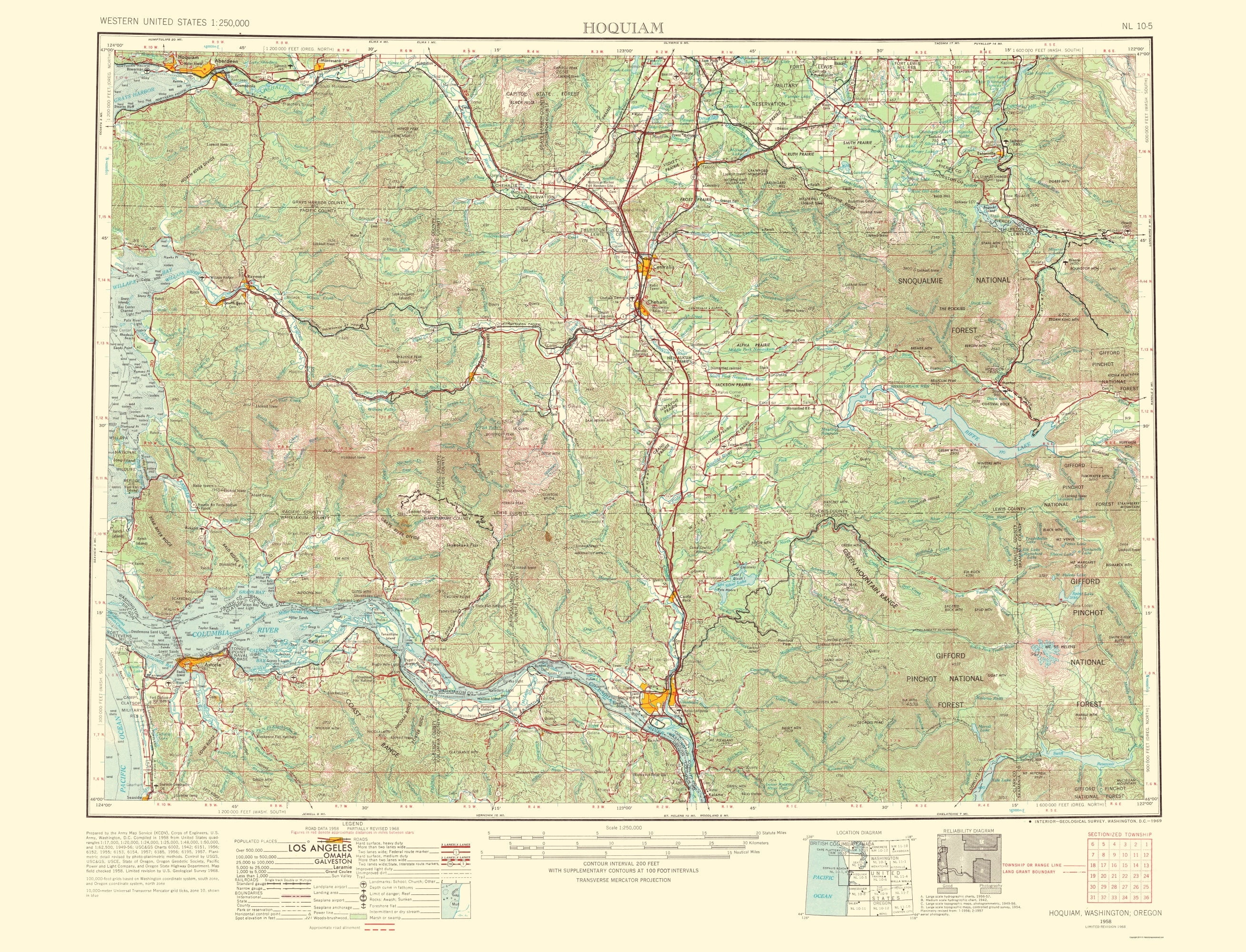 Topographical Map - Hoquiam Washington Oregon Quad - USGS 1969 - 23 x ...