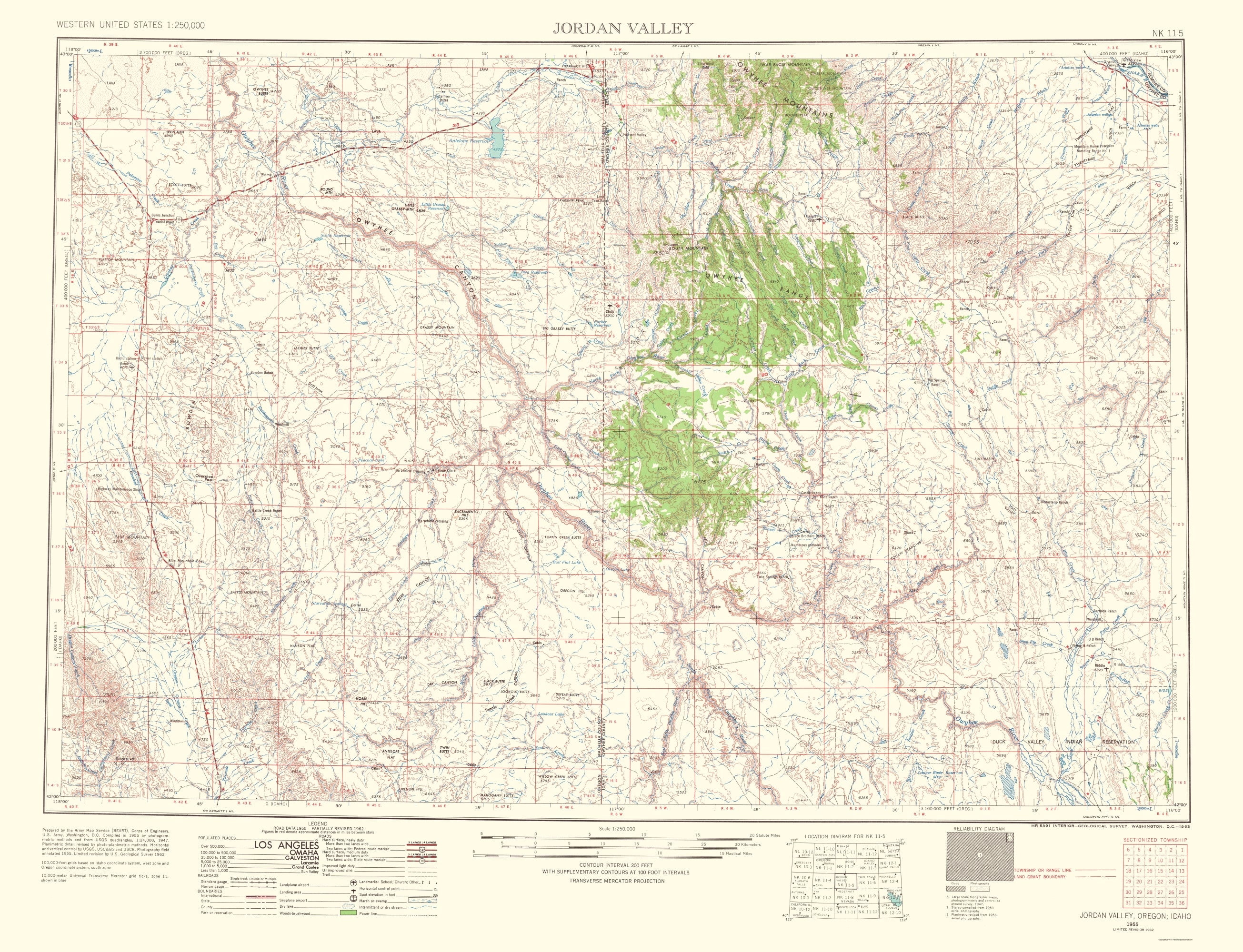 Topographical Map - Jordan Valley Idaho Oregon Quad - USGS 1963 - 23 x ...