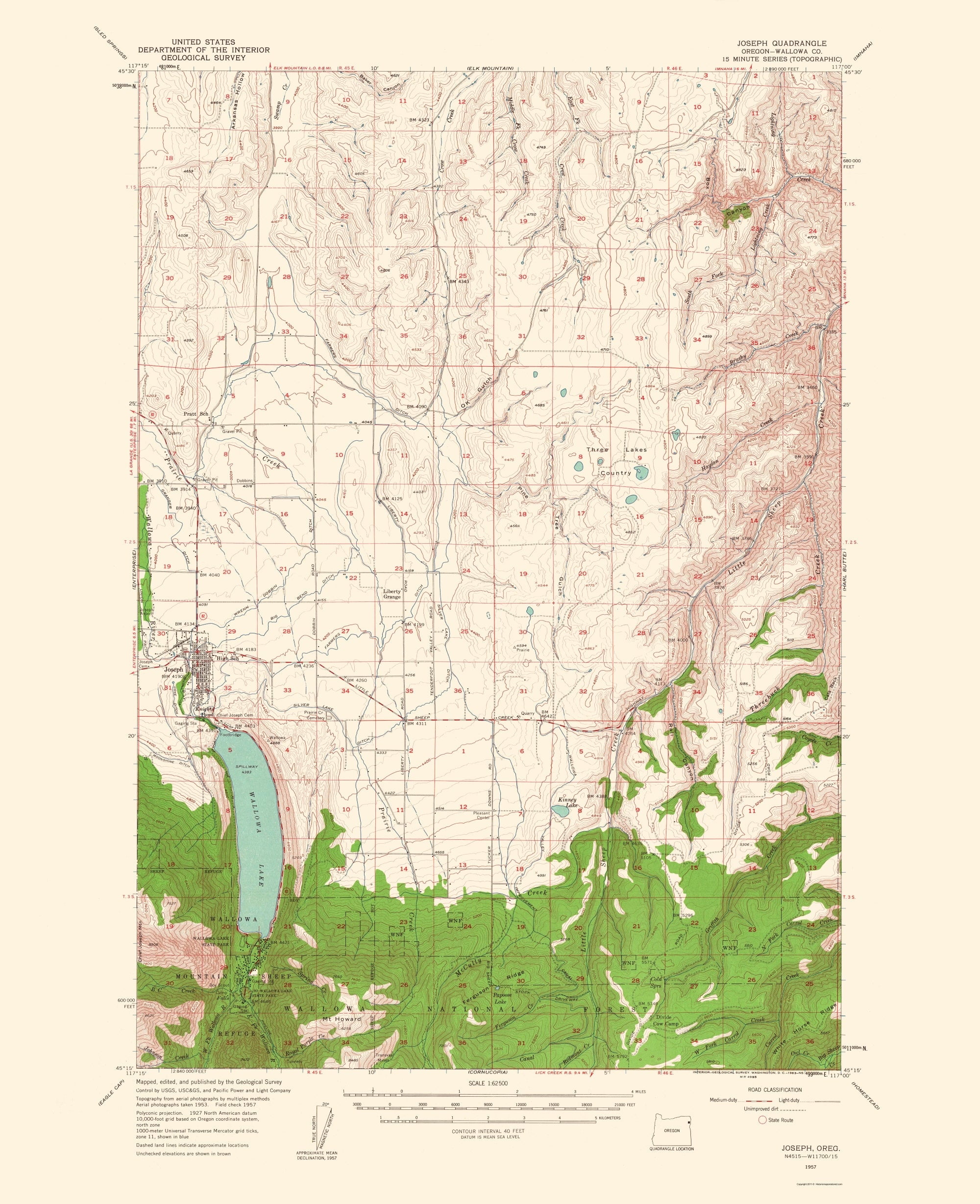 Topographical Map - Joseph Oregon Quad - USGS 1963 - 23 x 28.24 ...