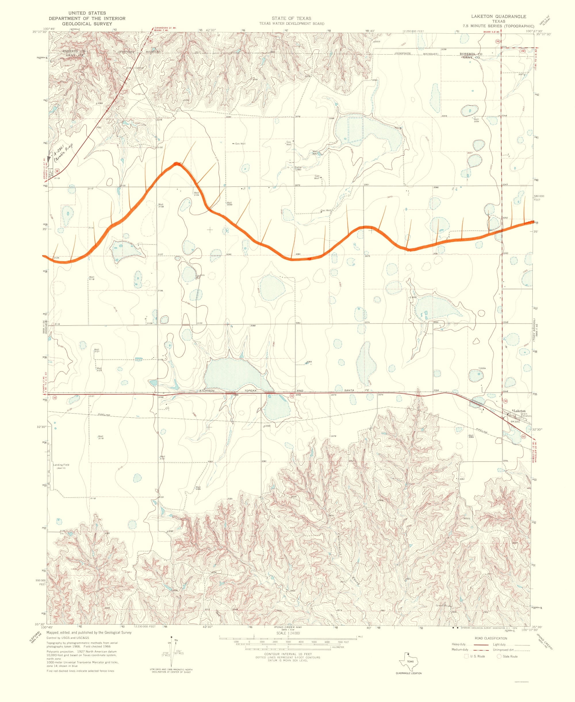 Topographical Map - Laketon Texas Quad - USGS 1970 - Vintage Wall Art ...