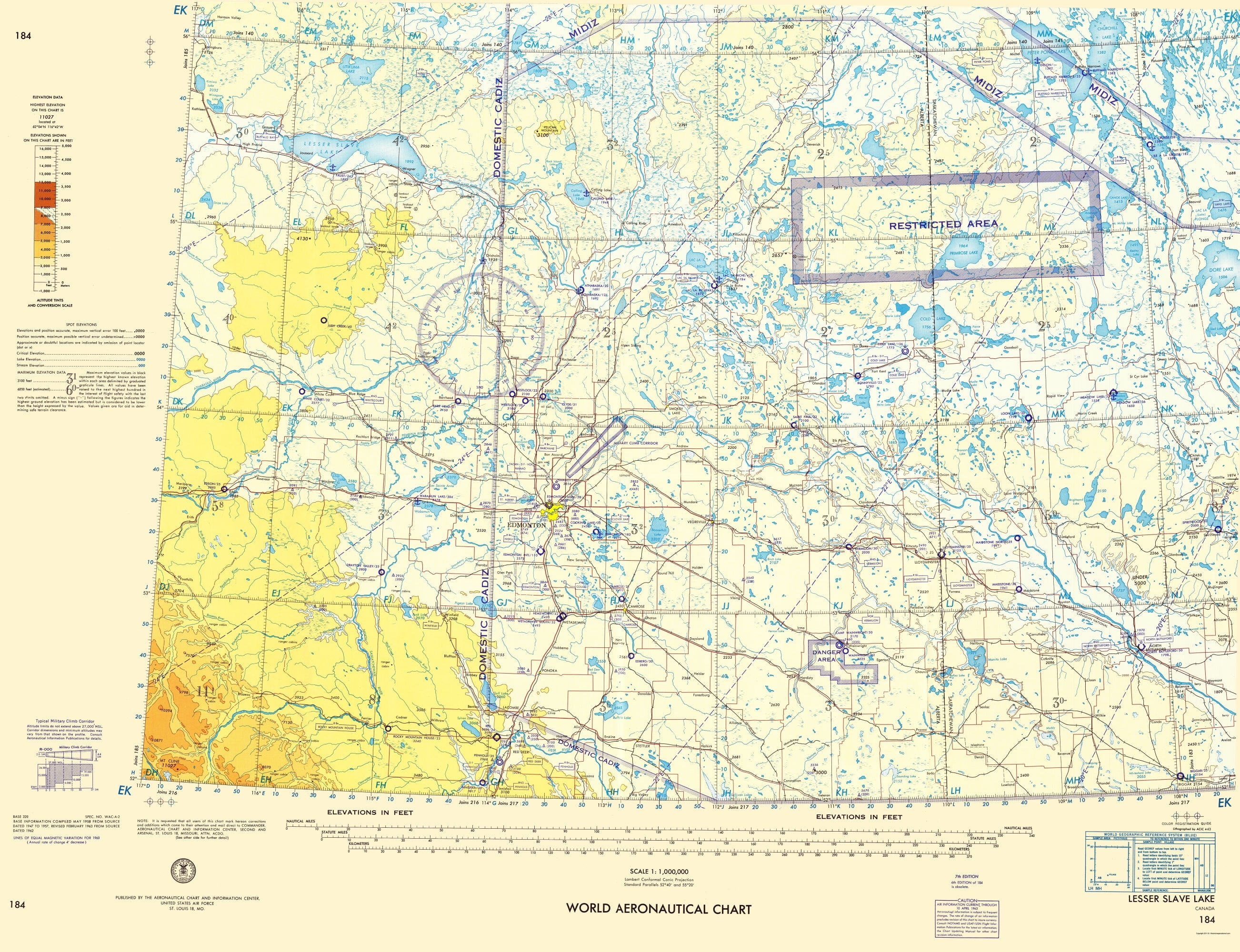 Topographical Map - Lesser Slave Lake Aeronautical Sheet - USAF 1963 ...