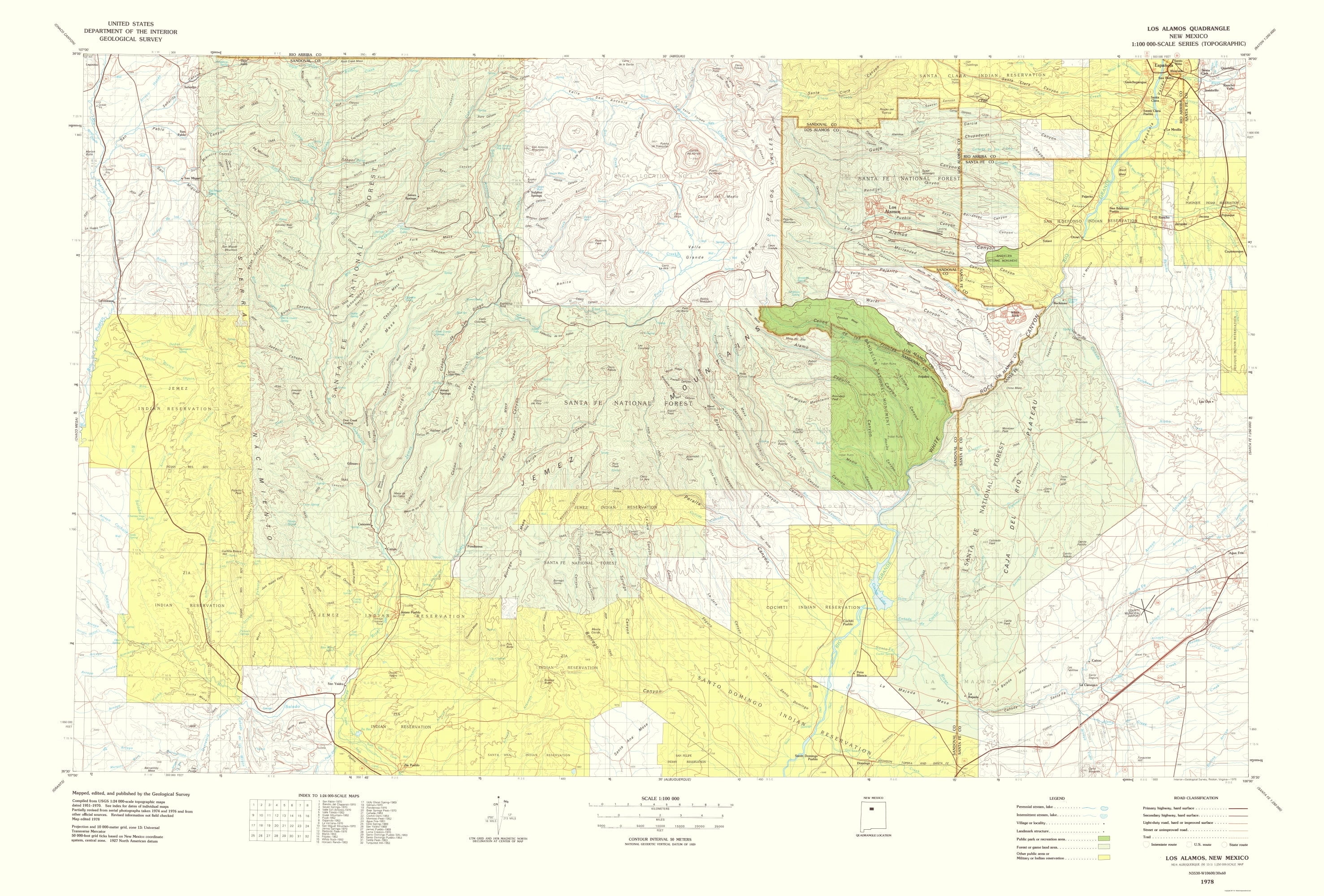 Topographical Map - Los Alamos New Mexico Quad - USGS 1978 - Vintage ...