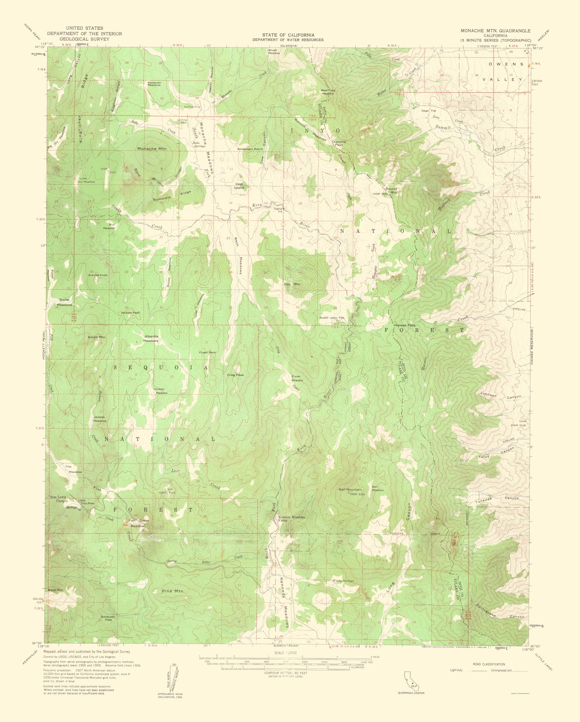 Topographical Map - Mountain California Quad - USGS 1963 - 23 x 28.64 ...