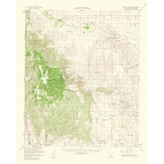 Topographical Map - Mt Laguna California Quad - USGS 1953 - Vintage ...