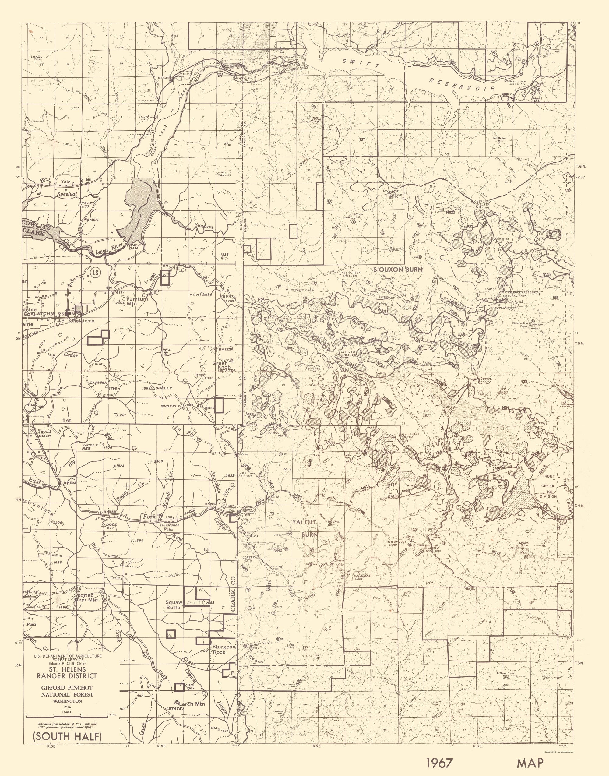 Topographical Map - Mt St Helens Ranger District Washington Quad - USDA ...