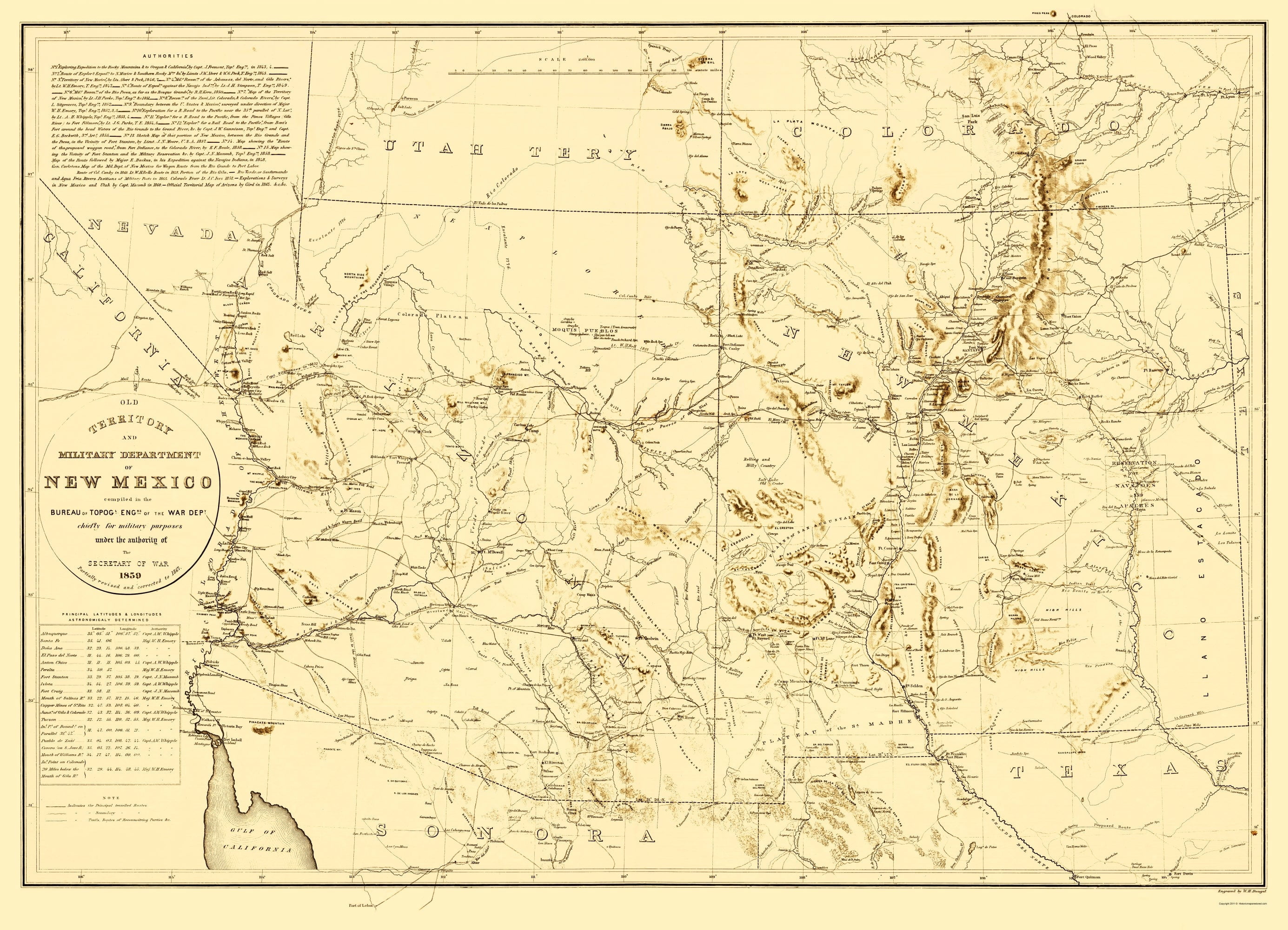 Topographical Map - New Mexico Territory New Mexico Arizona - Dougal ...