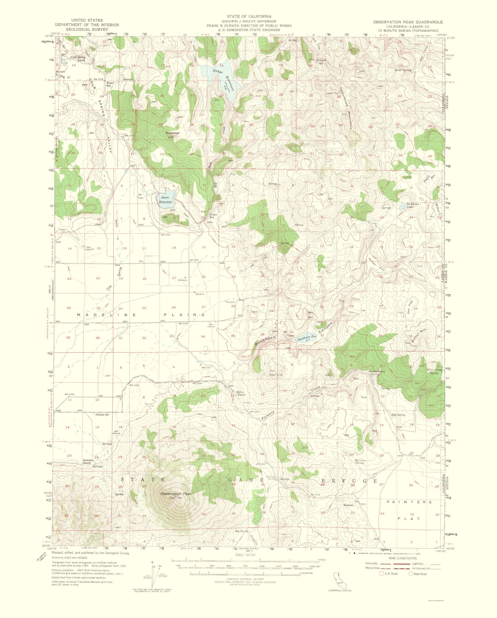 Topographical Map - Observation Peak California Quad - USGS 1953 - 23 x ...
