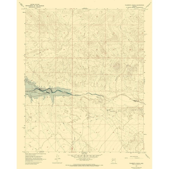 Topographical Map - Palmerita Ranch Arizona Quad - USGS 1967 - 23 x 28. ...