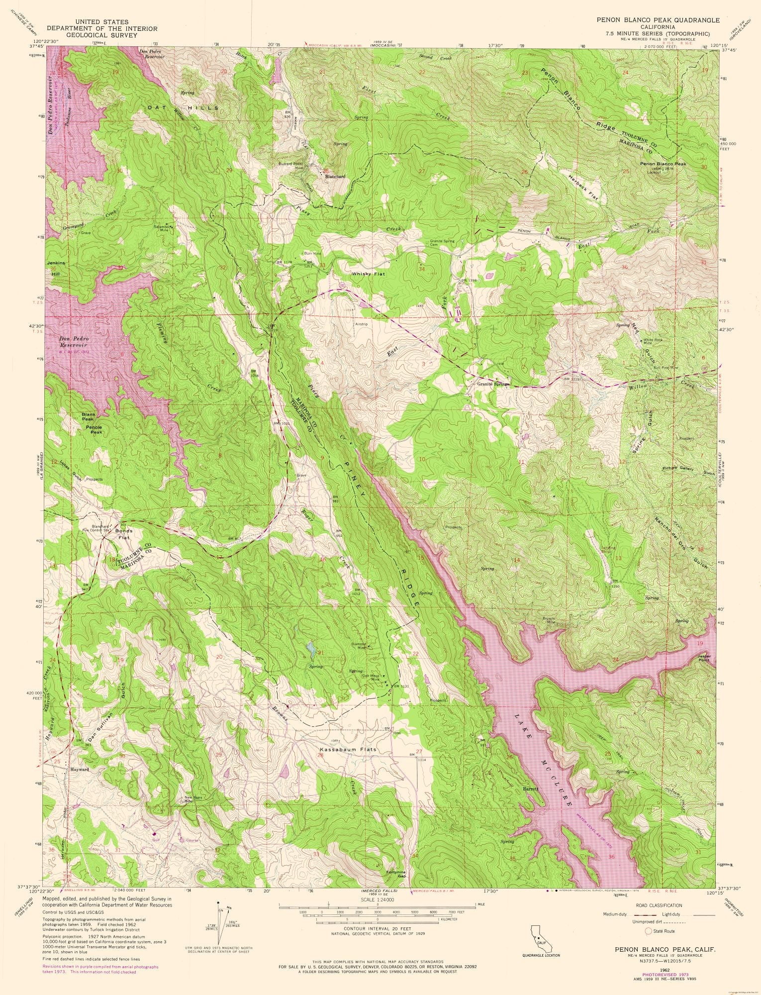 Topographical Map - Penon Blanco Peak California Quad - USGS 1962 - 23 ...