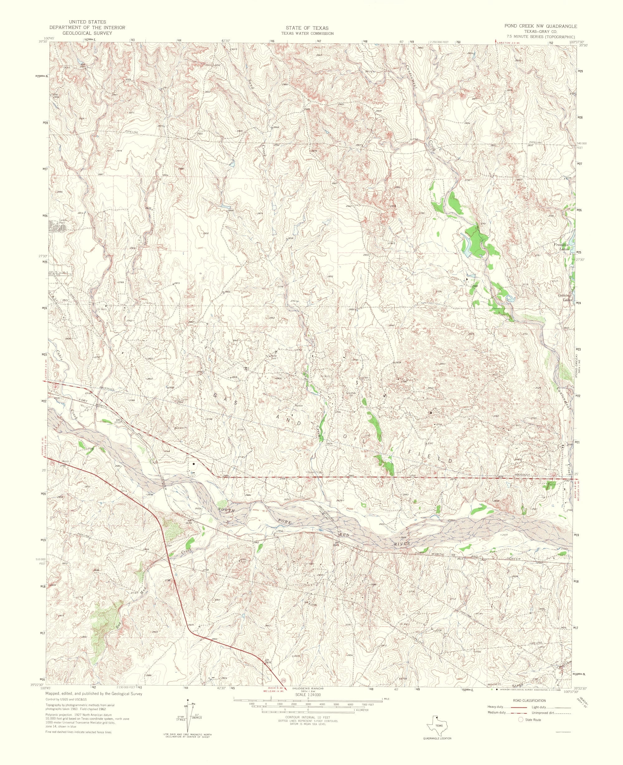 Topographical Map - Pond Creek Northwest Texas Quad - USGS 1965 - 23 x ...
