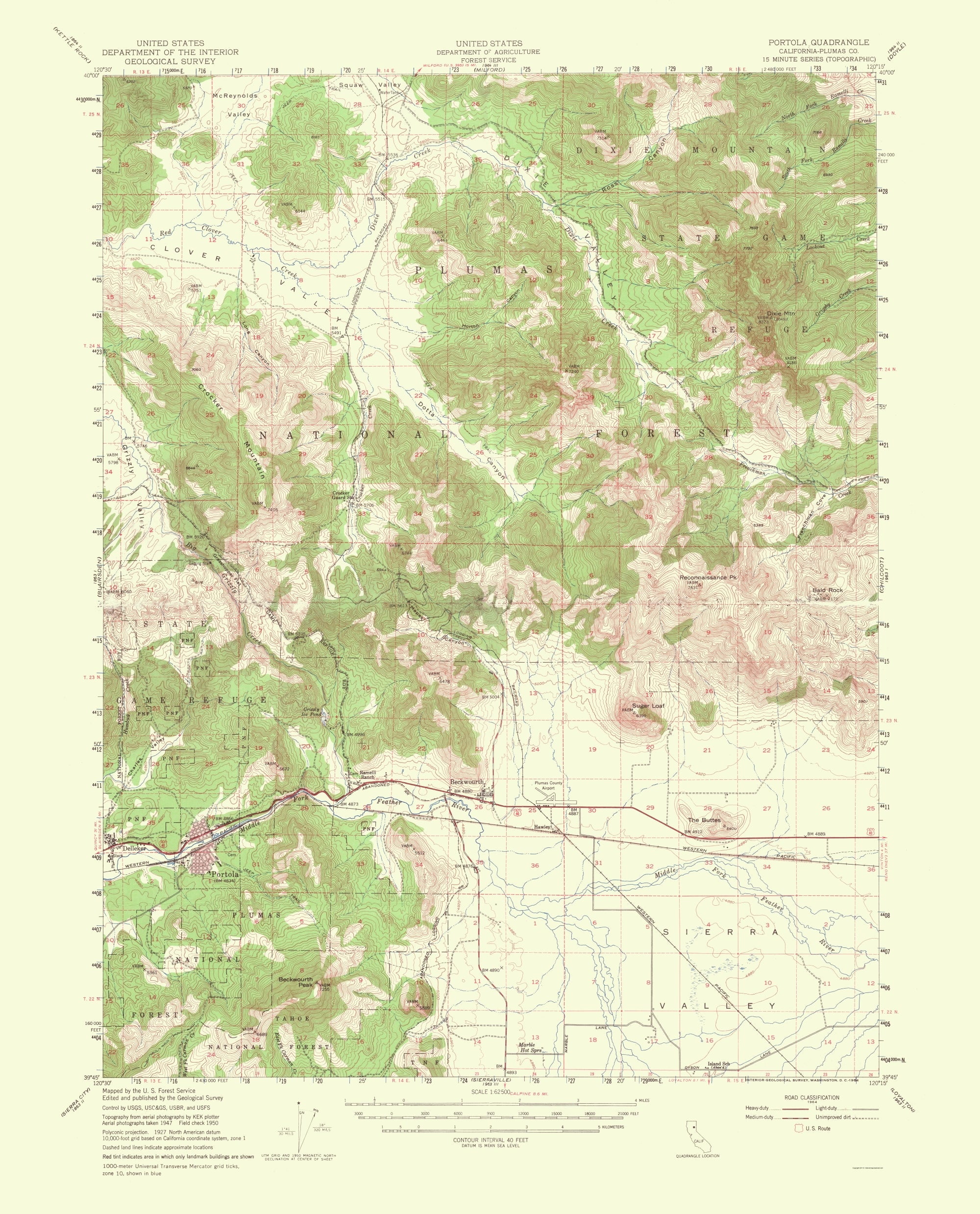 Topographical Map - Portola California Quad - USGS 1956 - 23 x 28.49 ...