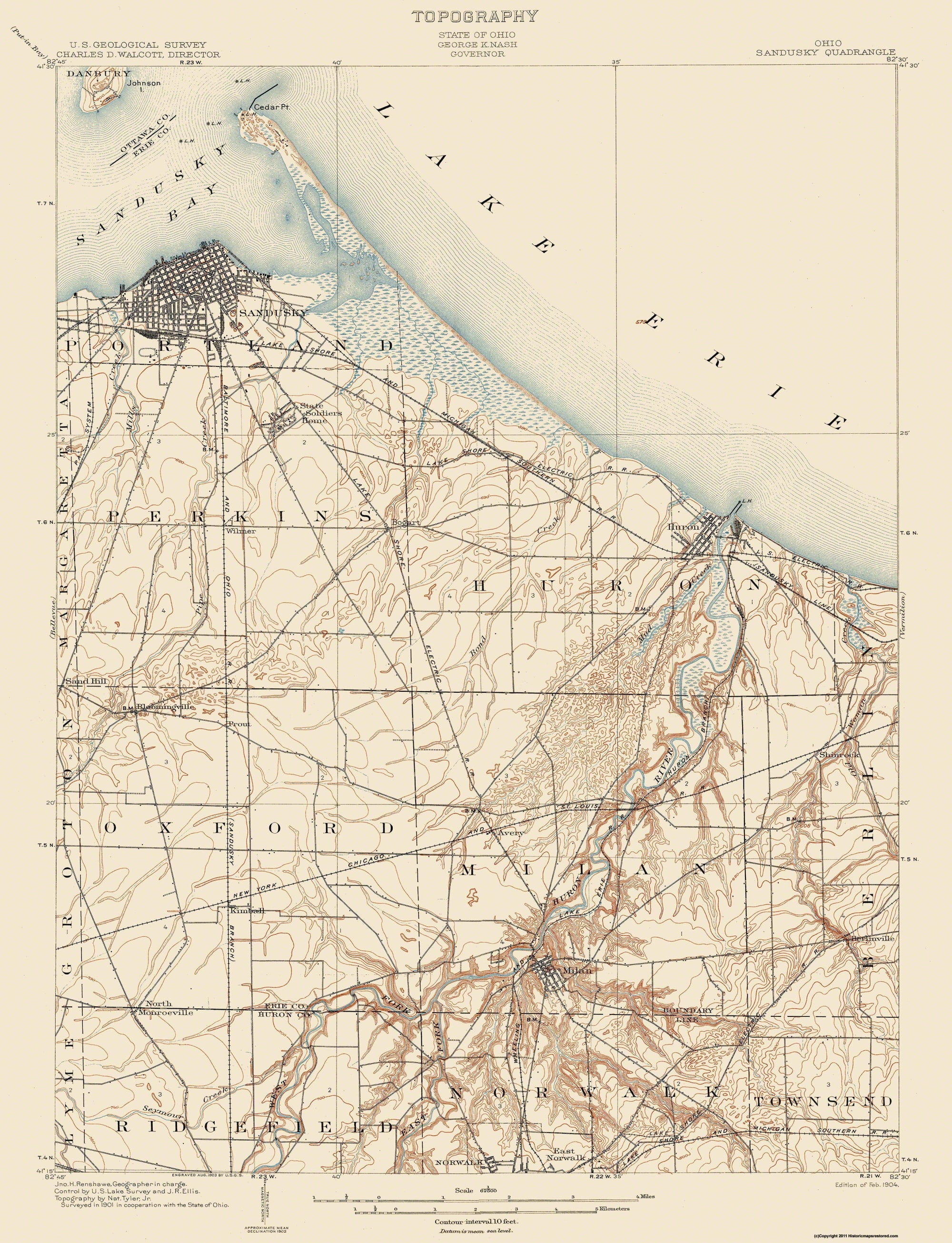 Topographical Map - Sandusky Ohio Quad - USGS 1904 - 23 x 30.03 ...