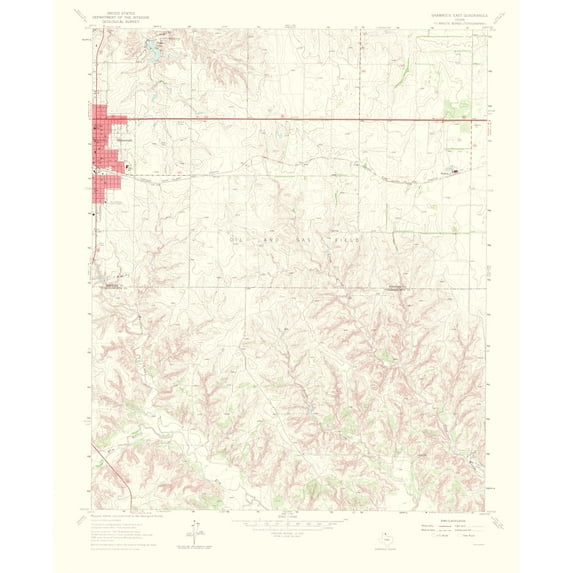 Topographical Map - Shamrock Texas East Quad - USGS 1967 - 23 x 28.24 ...
