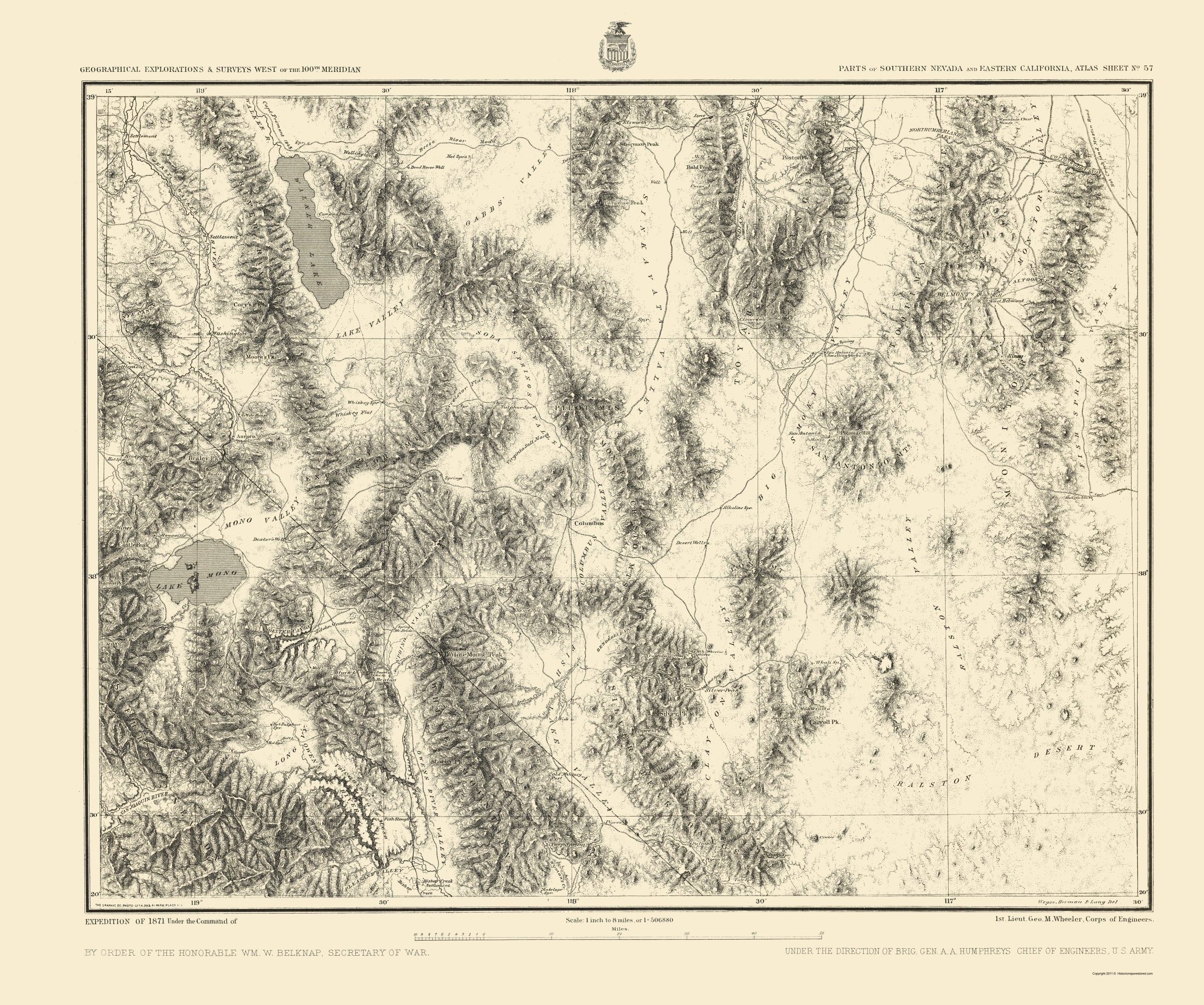 Topographical Map - Southern Nevada California Geographical Sheet - US ...