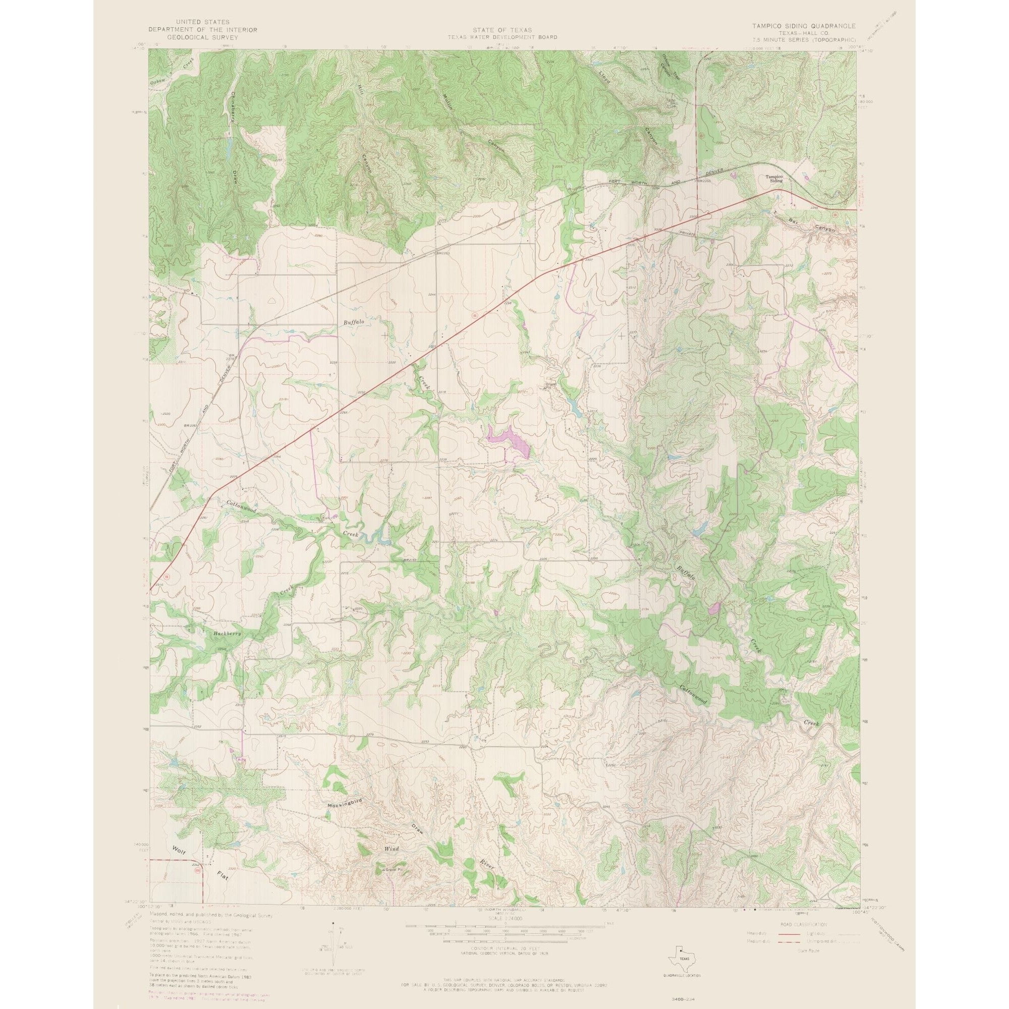 Topographical Map - Tampico Siding Texas Quad - USGS 1967 - 23 x 28.22 ...