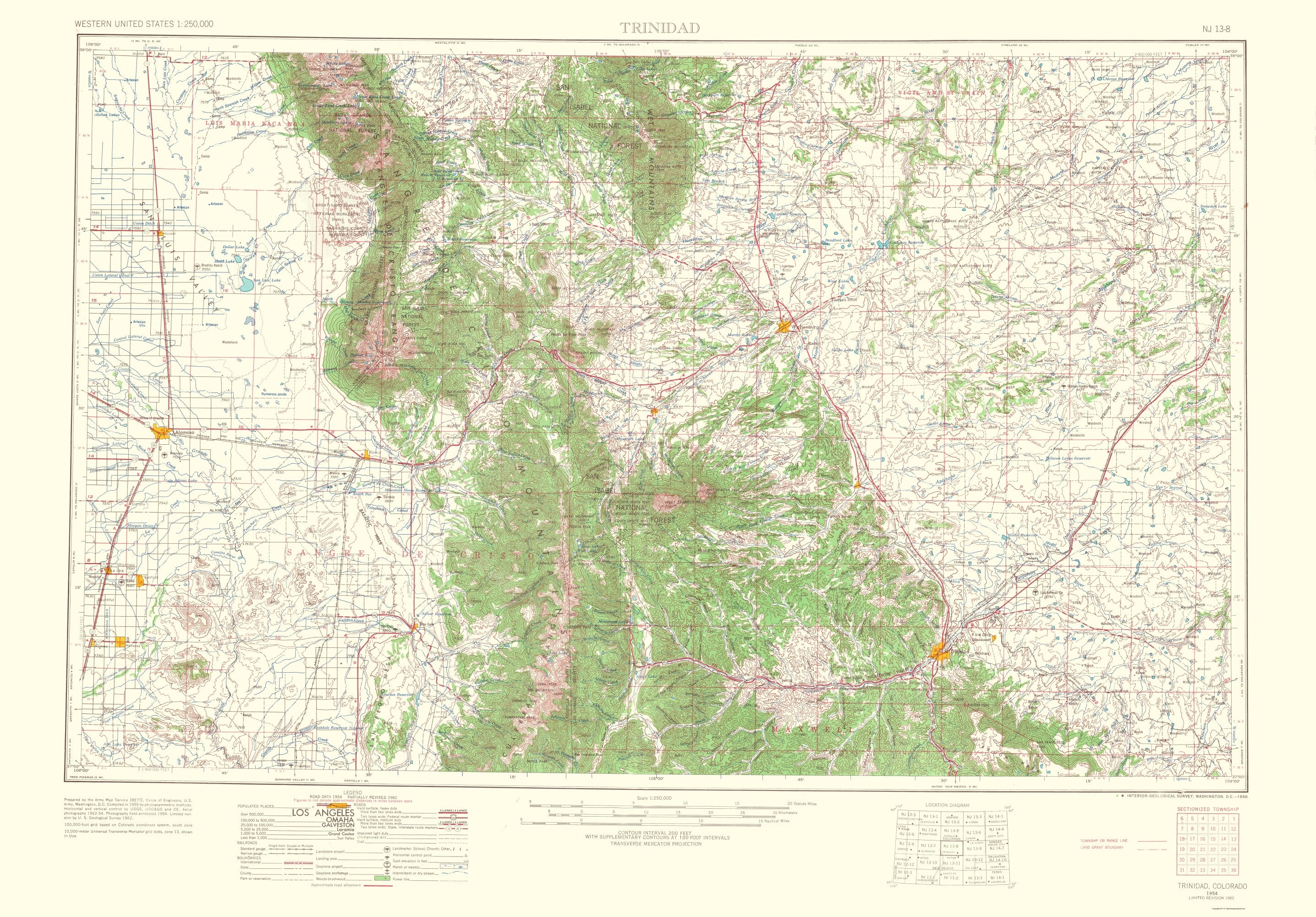 Topographical Map - Trinidad Colorado Quad - USGS 1954 - 23 x 33.03 ...