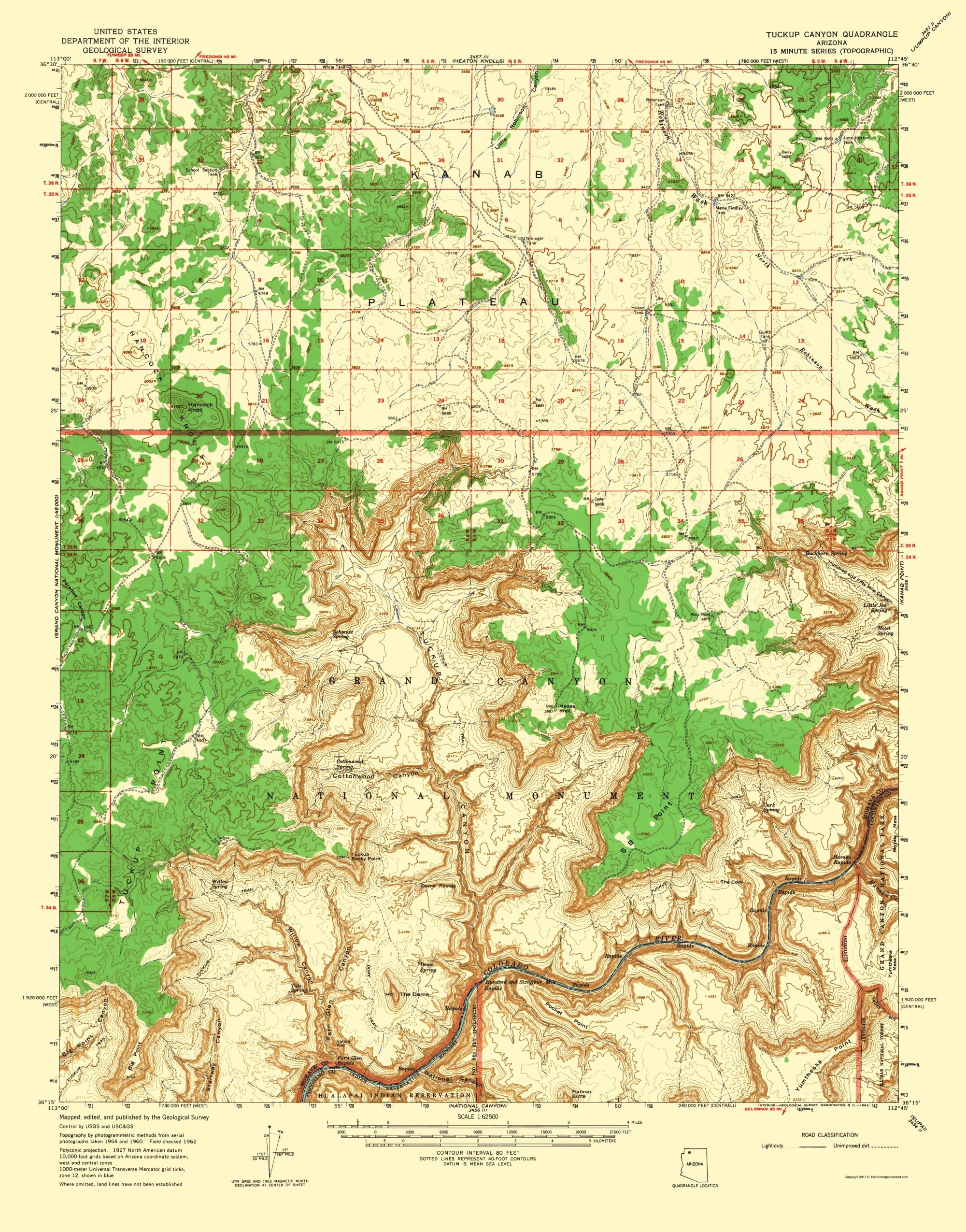 Topographical Map - Tuckup Canyon Arizona Quad - USGS 1962 - 23 x 29.32 ...