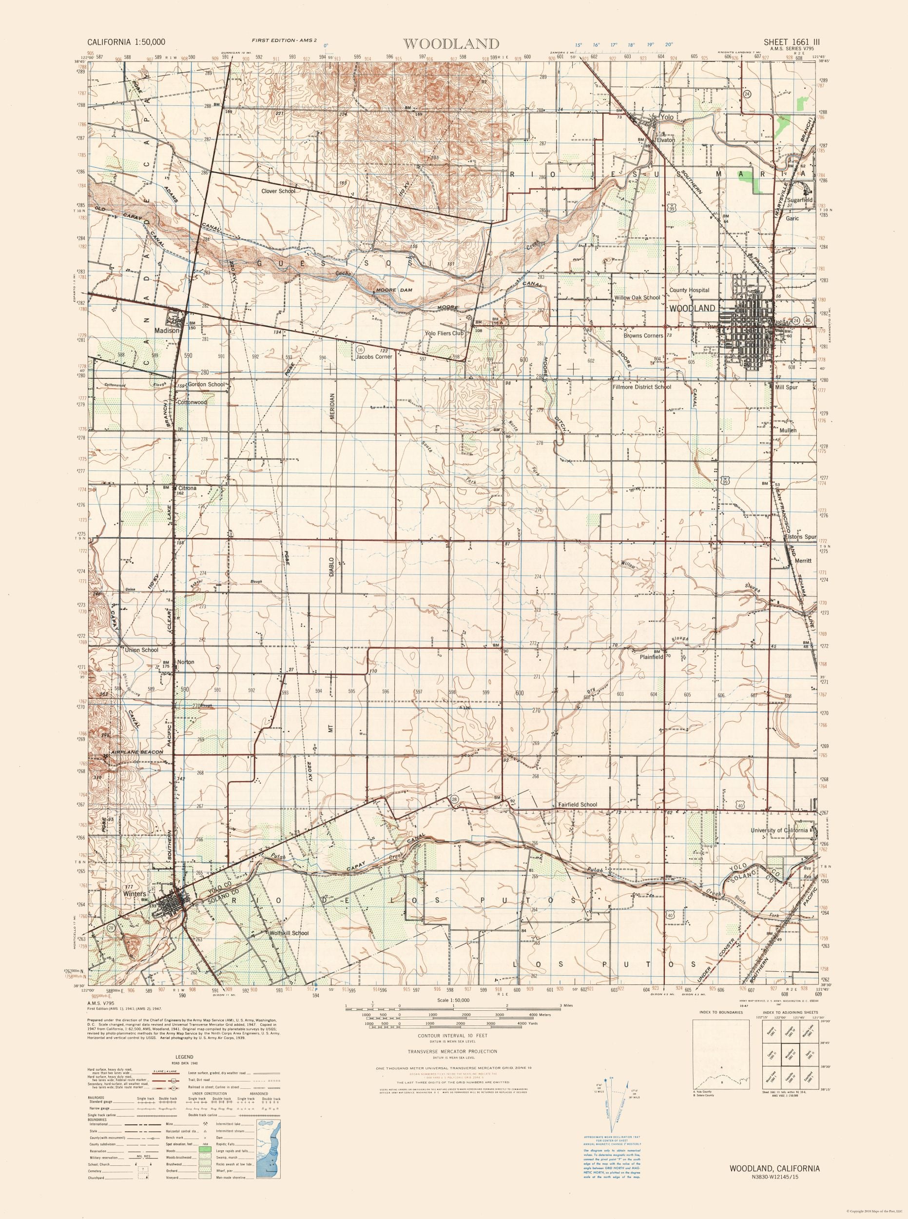 Topographical Map - Woodland Sheet - US Army 1942 - 23 x 30.86 ...