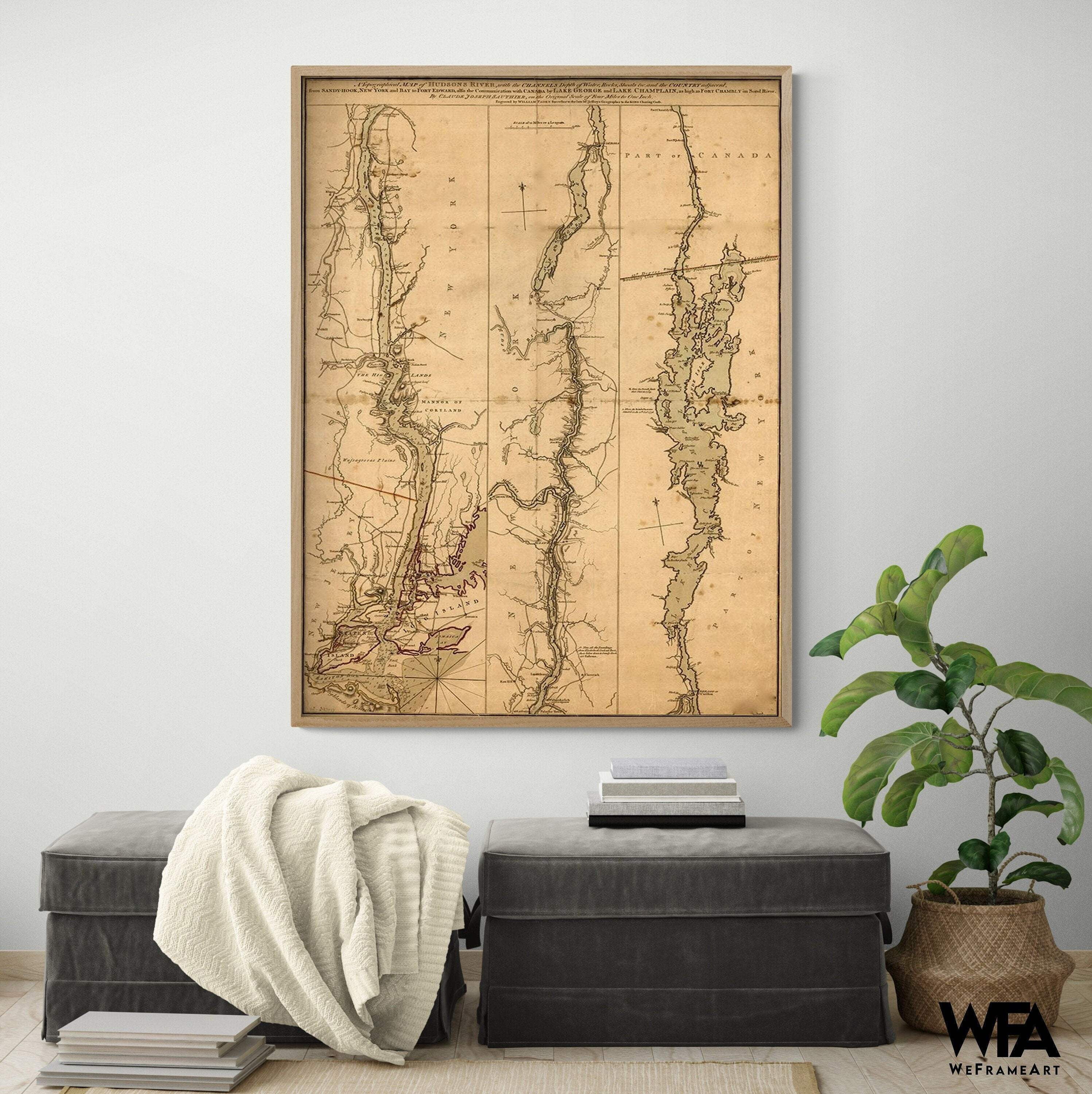 Topographical Map of the Hudson River 1776 Poster, Hudson River Print ...