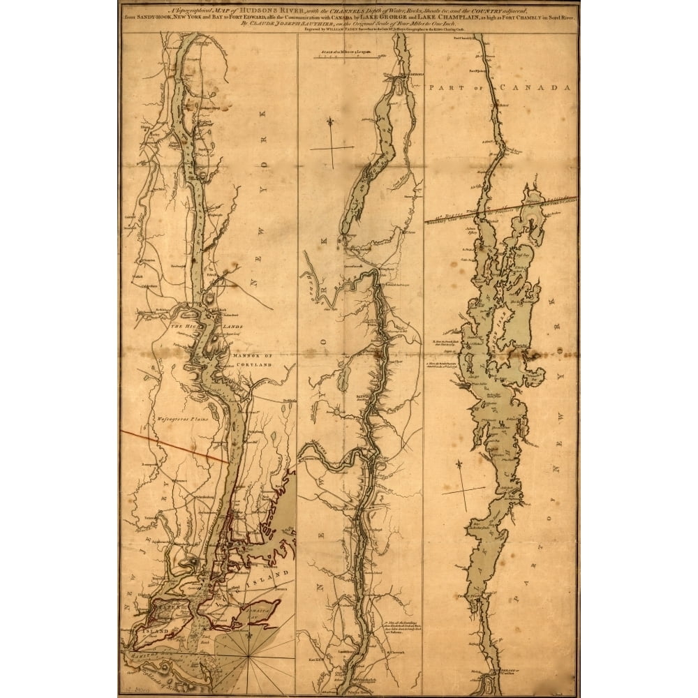 Topographical Map of the Hudson River - 1776 Poster Print (18 x 24 ...