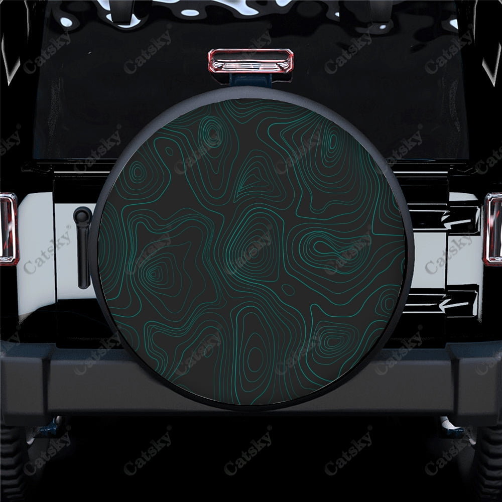 Topography Contour Map Art Pattern Polyester Universal Spare Wheel Tire ...