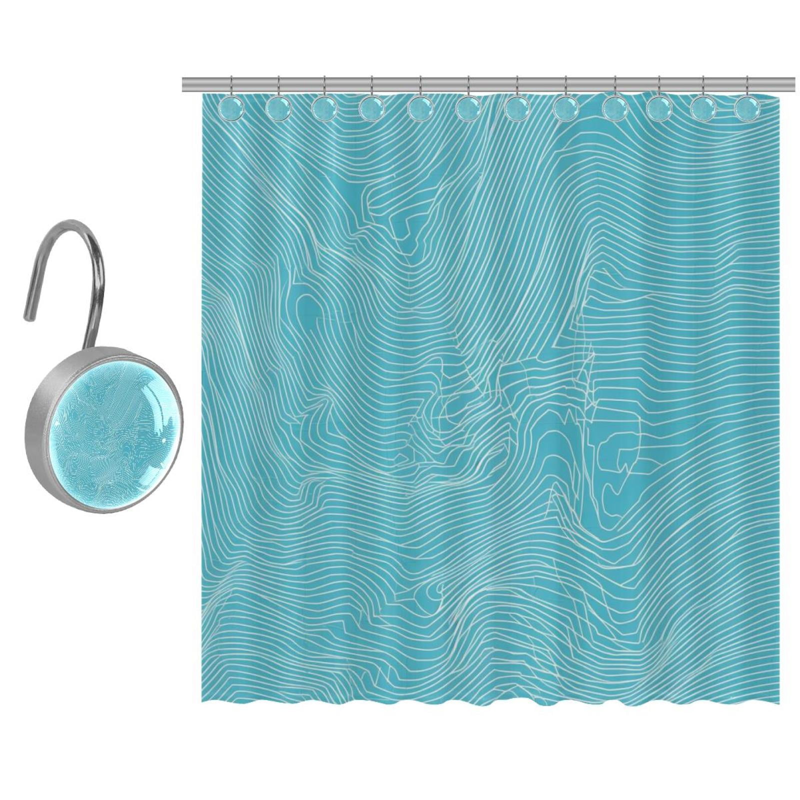 Topography Line Map Bathroom Decor Set | Includes Shower Curtain ...